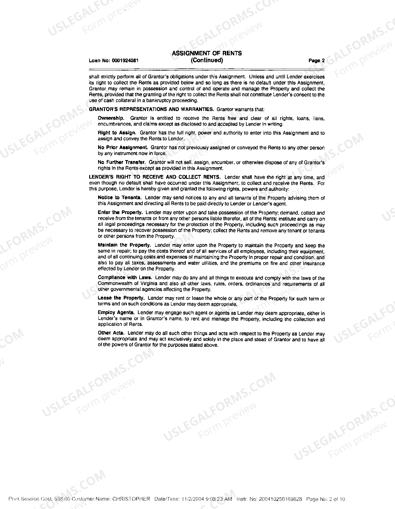 Virginia Assignment of Rents - Assibngment Of Rents Need The Leagl ...