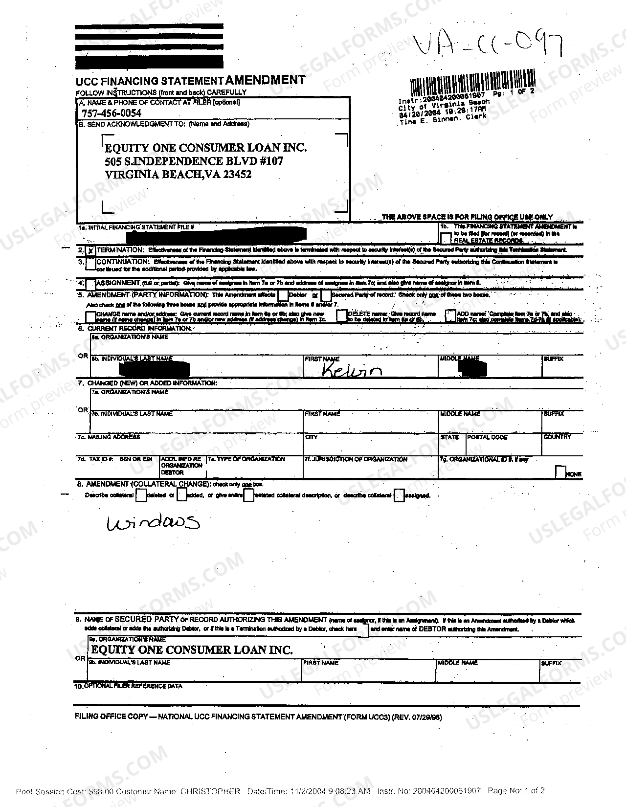 Virginia UCC Financing Statement Amendment - Virginia Ucc Search | US ...