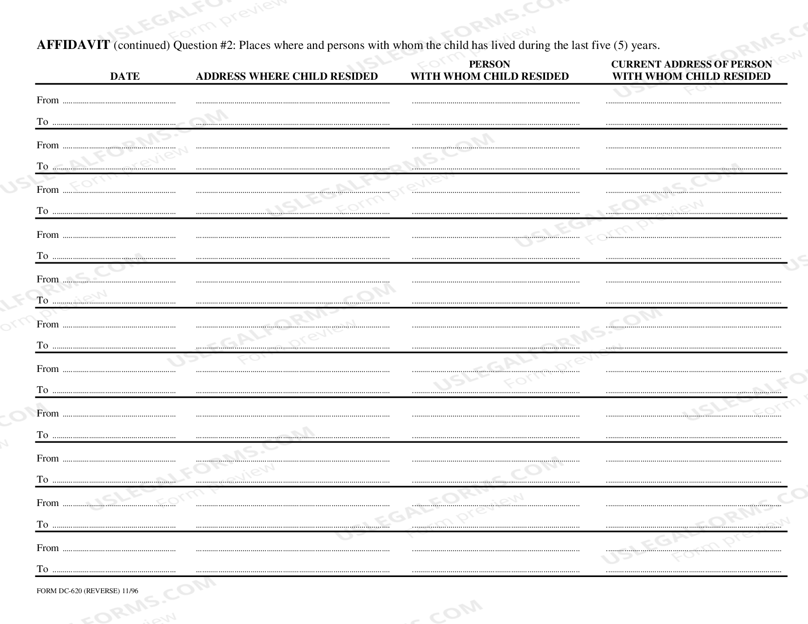 Virginia Affidavit Uniform Child Custody Jurisdiction and Enforcement ...
