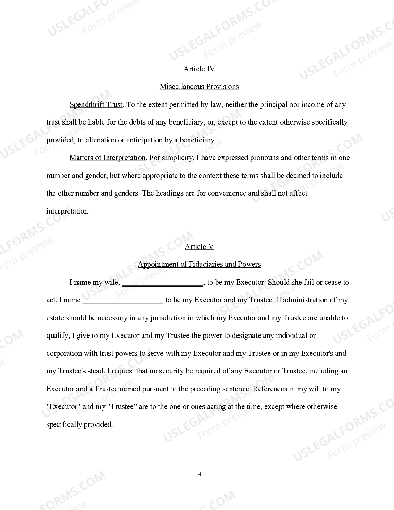 Virginia Last Will and Testament for Husband - Sample Will Virginia ...