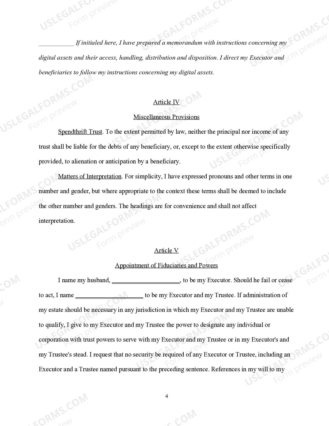 Virginia Last Will and Testament for Wife - Last Will And Testament ...