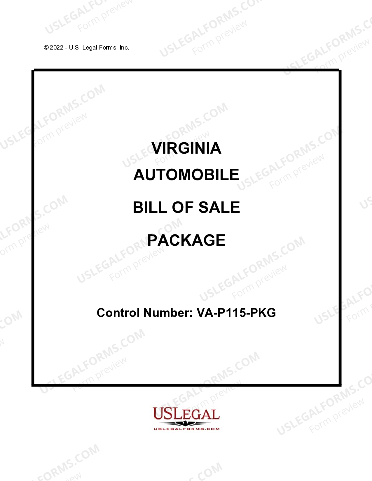 Virginia Automobile Bill of Sale Package - Automobile Bill Sale | US ...