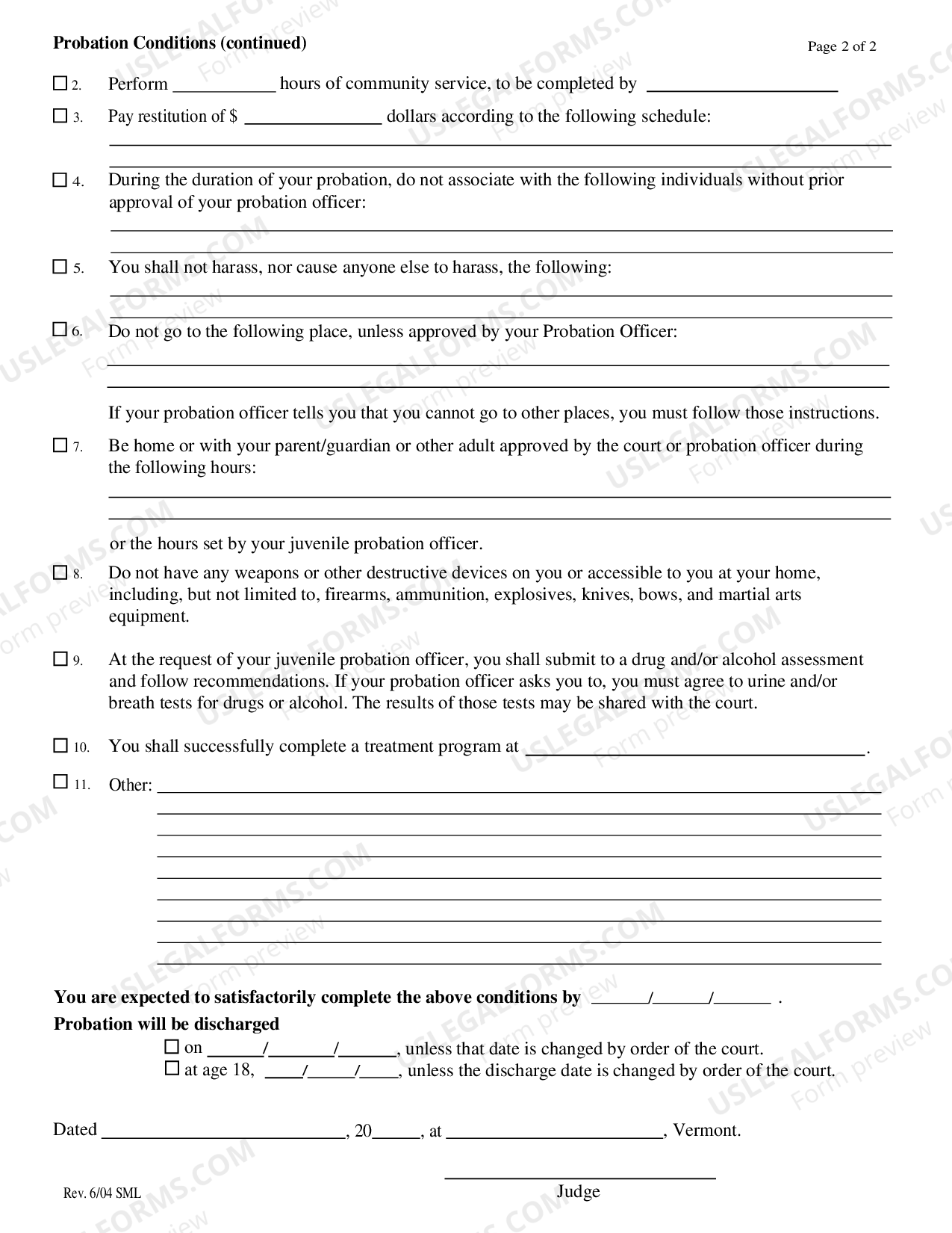 Vermont Juvenile Probation Certificate | US Legal Forms
