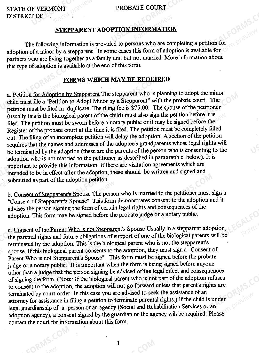 Vermont Stepparent Adoption Information - Stepparent Adoption Vermont ...