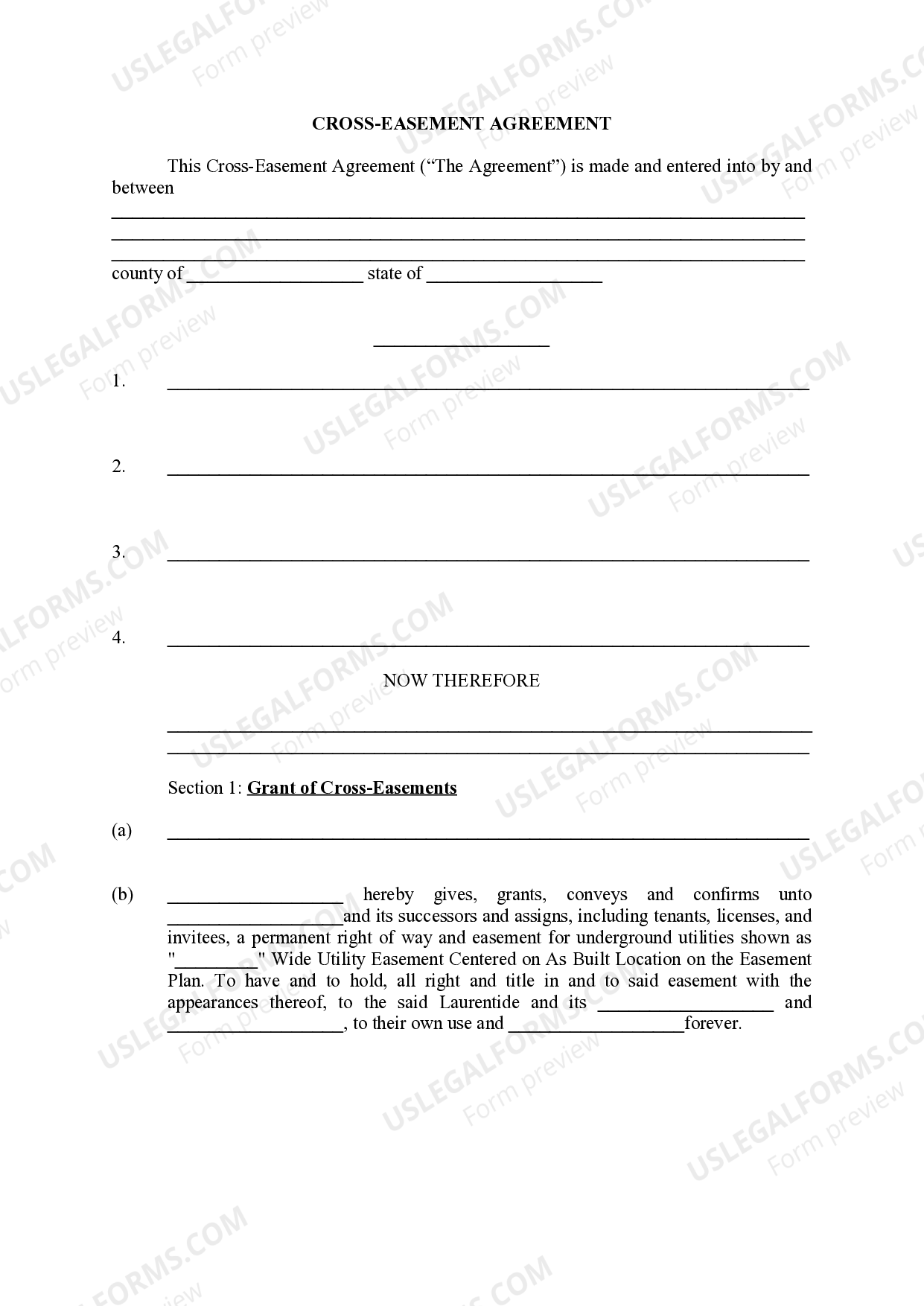 Vermont Cross-Easement Agreement | US Legal Forms