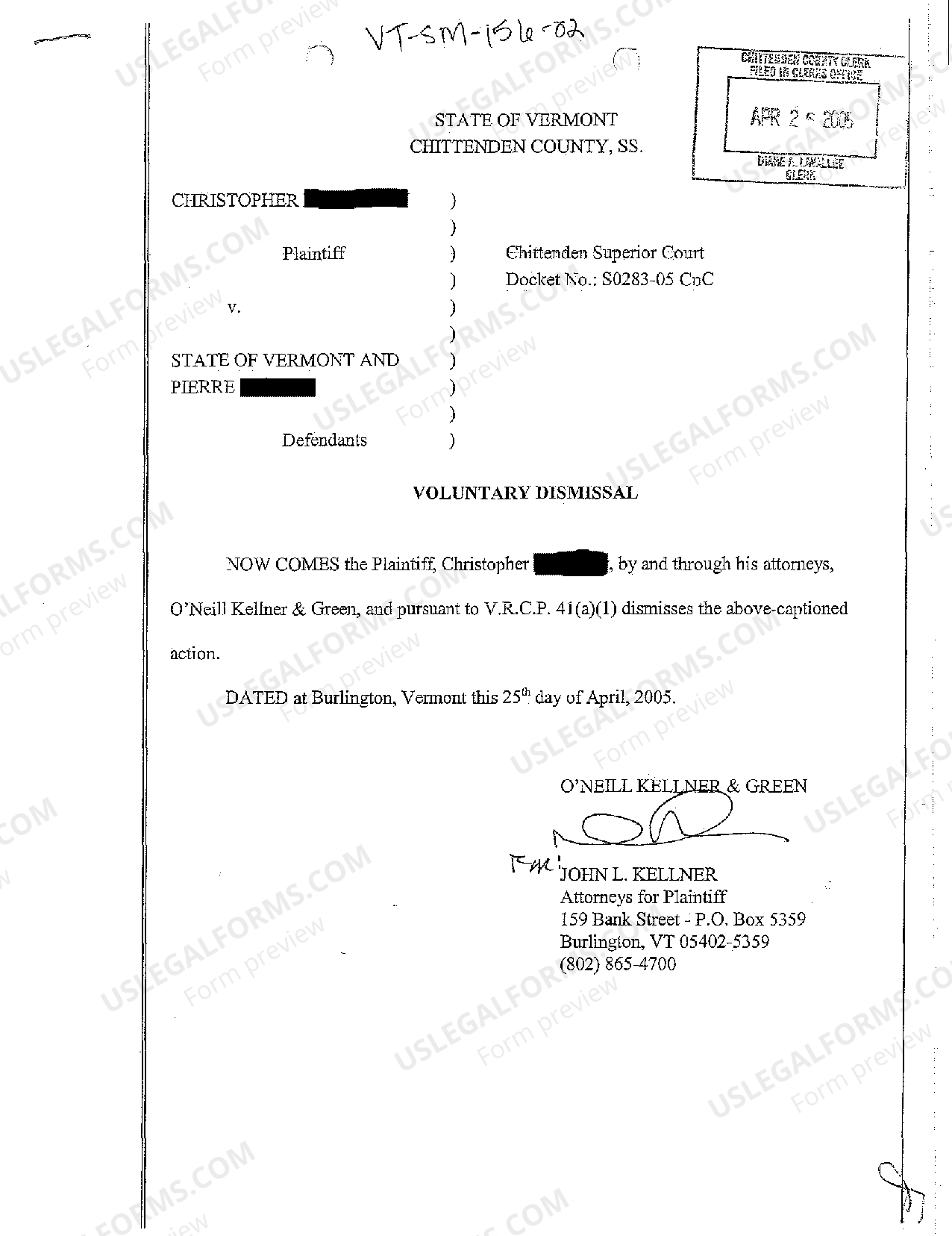 Vermont Voluntary Dismissal | US Legal Forms