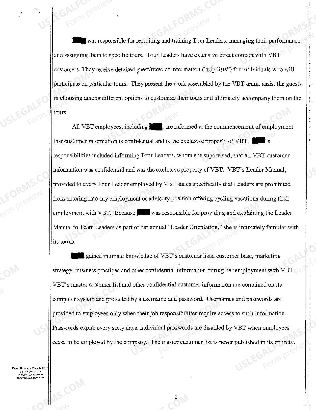 Vermont Motion for Temporary Restraining Order and Preliminary ...