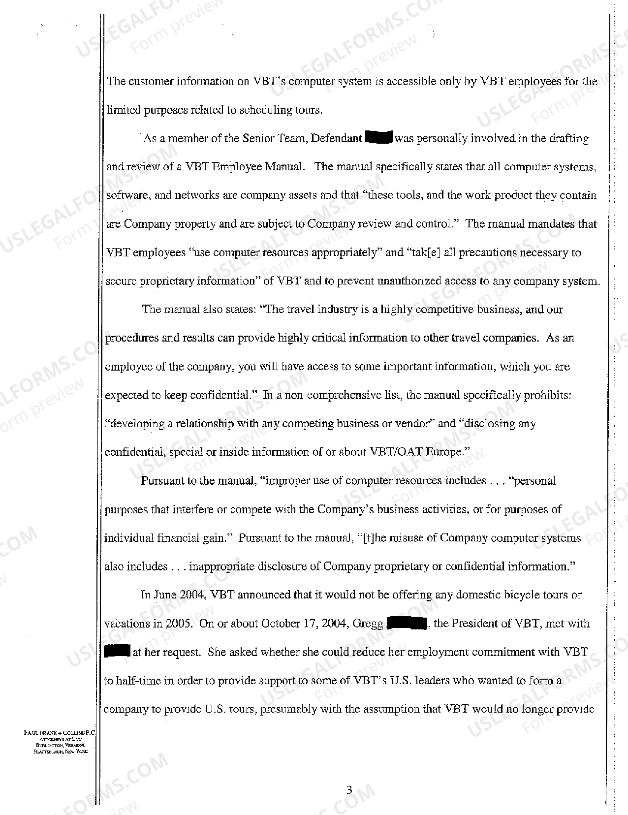 Vermont Motion for Temporary Restraining Order and Preliminary ...