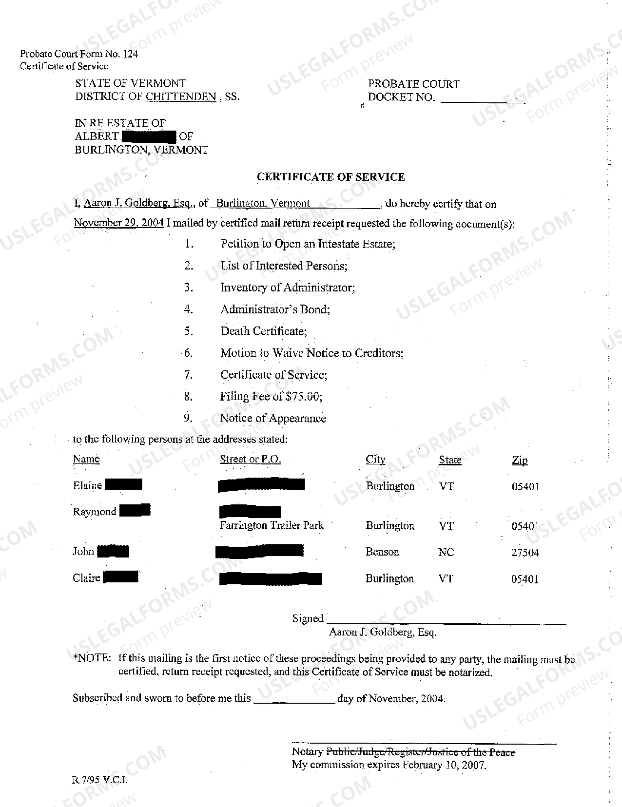 Vermont Executor's Administrator's Bond | US Legal Forms