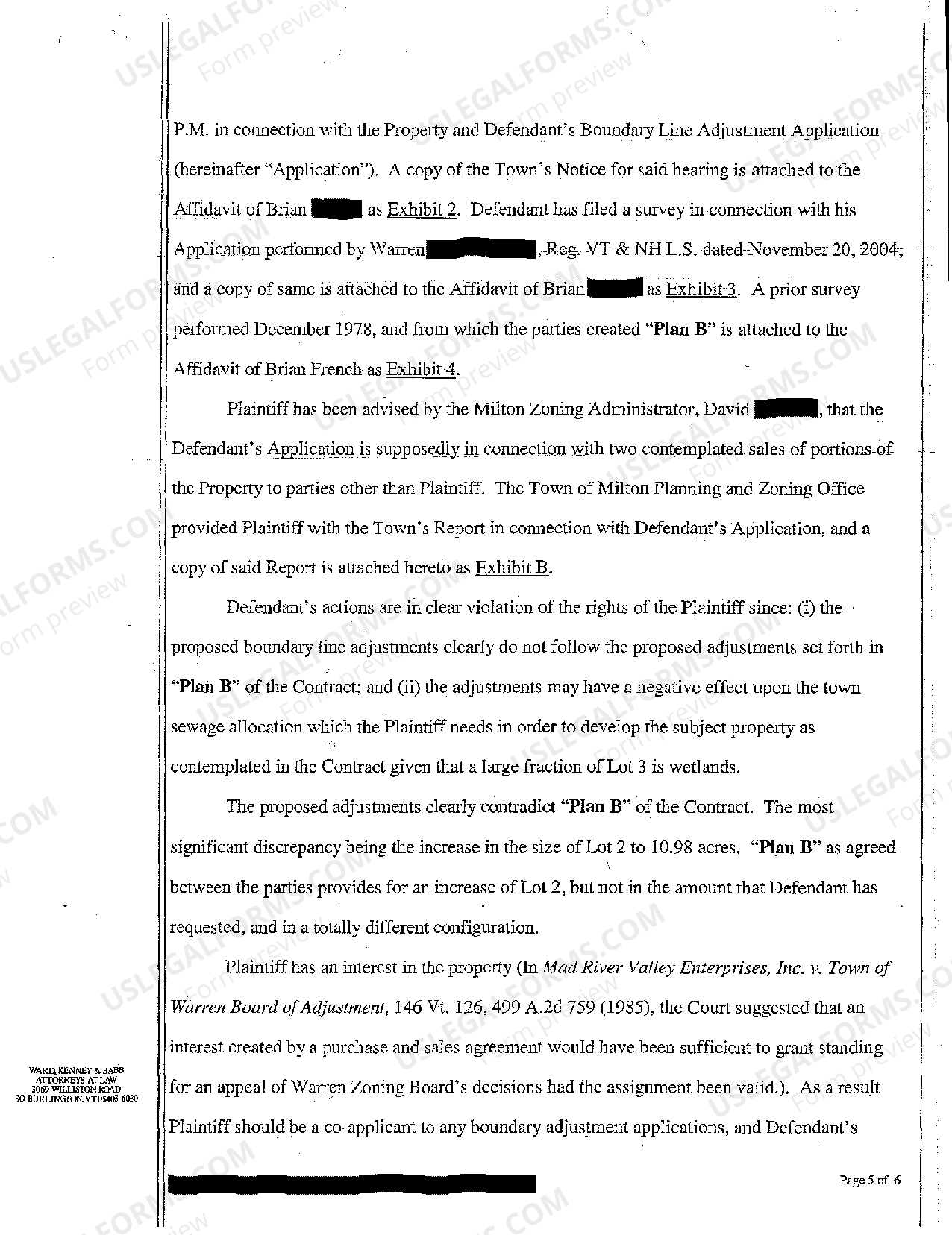 Vermont Ex Parte Motion for Temporary Restraining Order - Temporary Ex ...