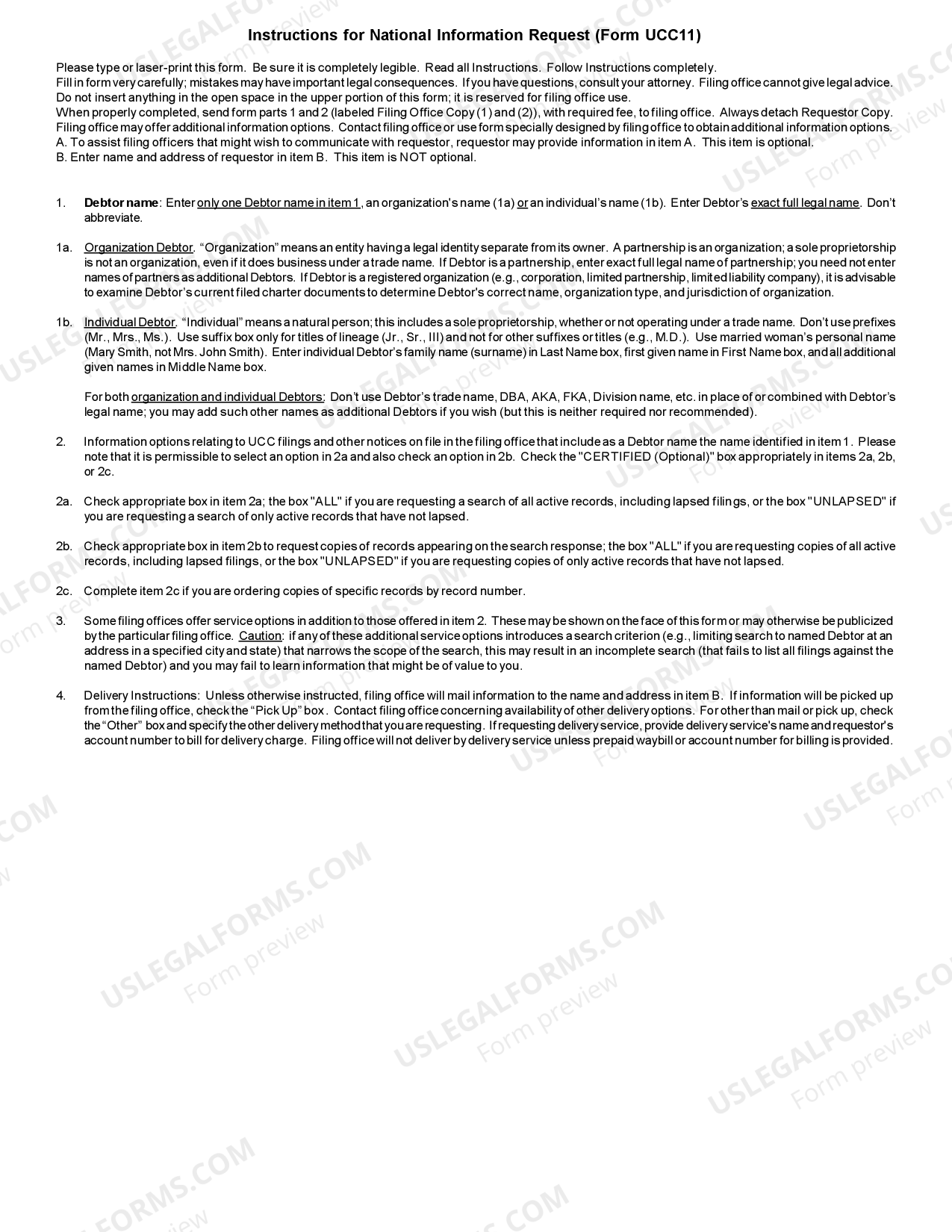 Vermont UCC11 Request for Information | US Legal Forms