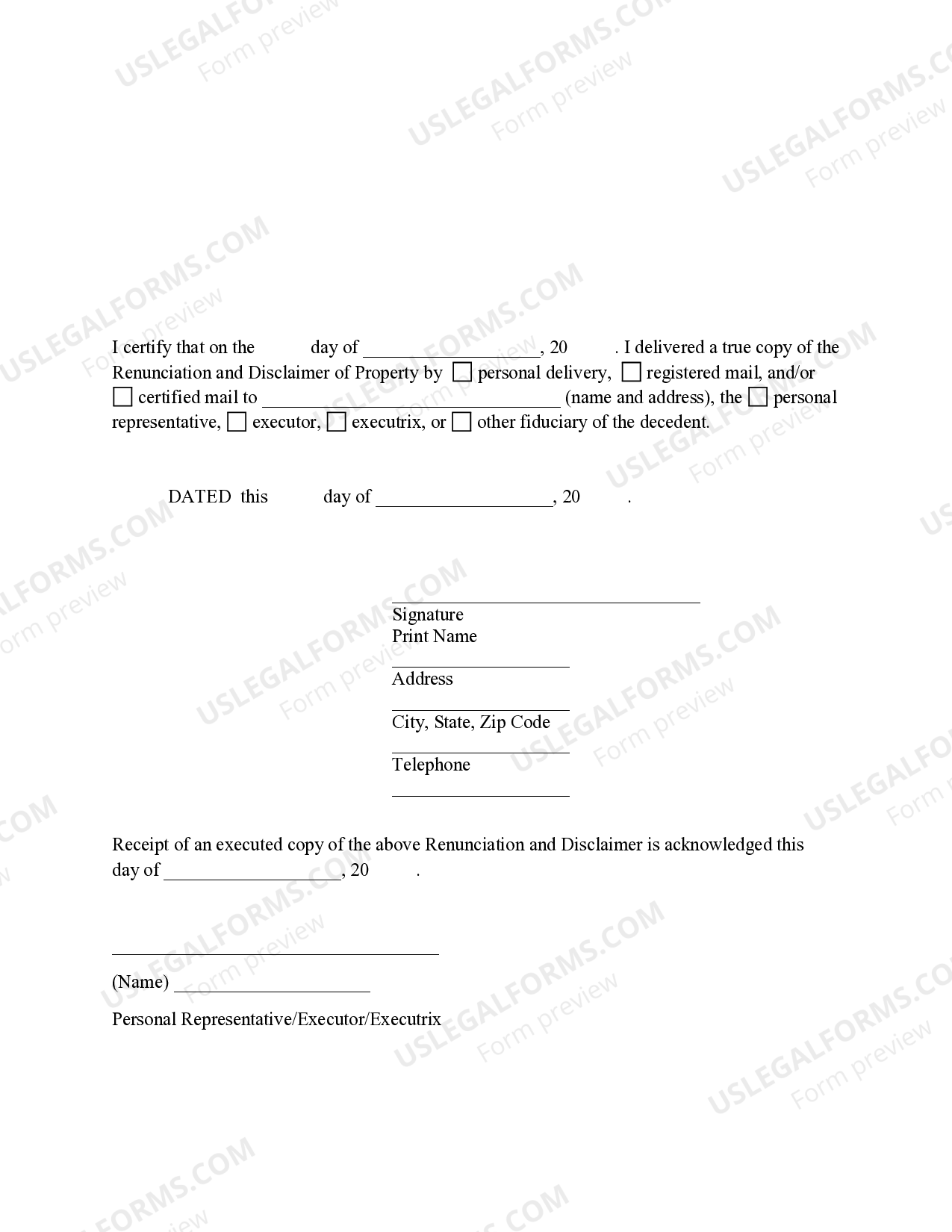 Washington Renunciation And Disclaimer of Real Property Interest | US ...