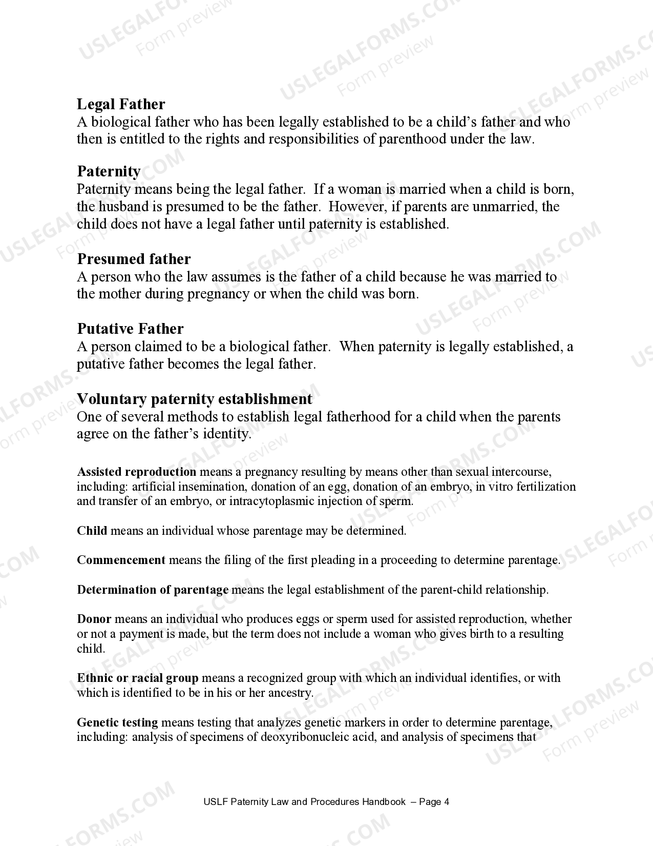 Washington Paternity Law and Procedure Handbook | US Legal Forms