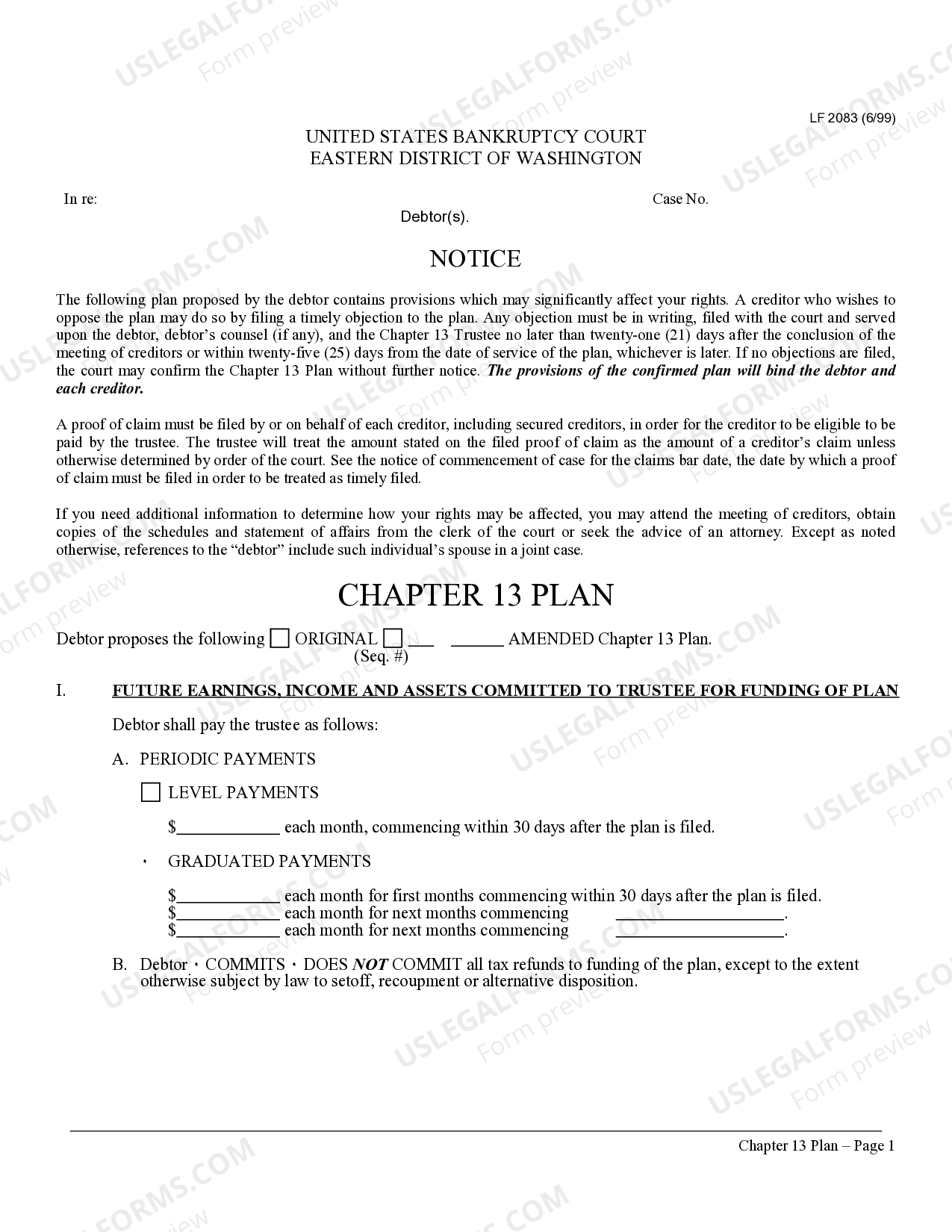 Washington Chapter 13 Plan | US Legal Forms