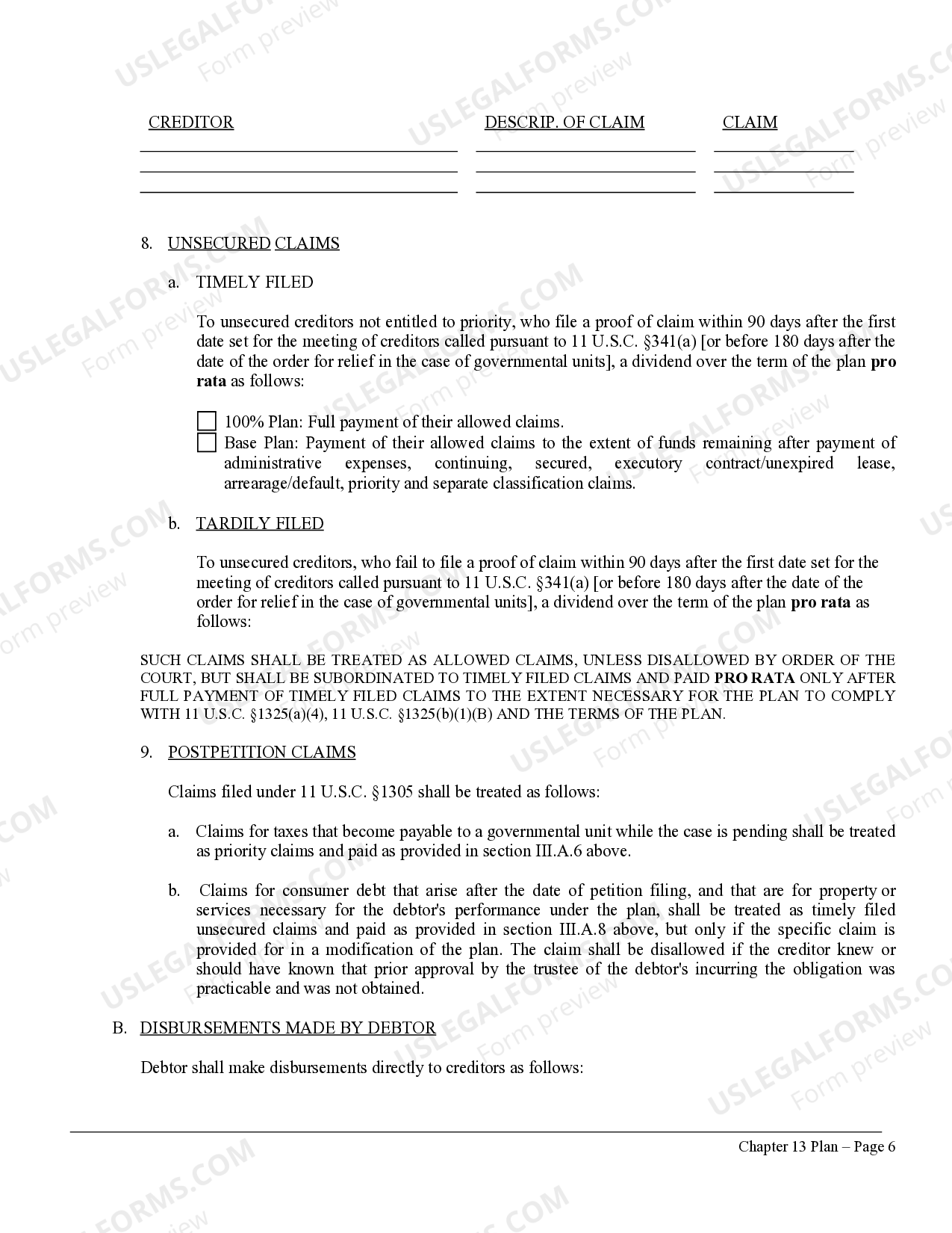 Washington Chapter 13 Plan | US Legal Forms