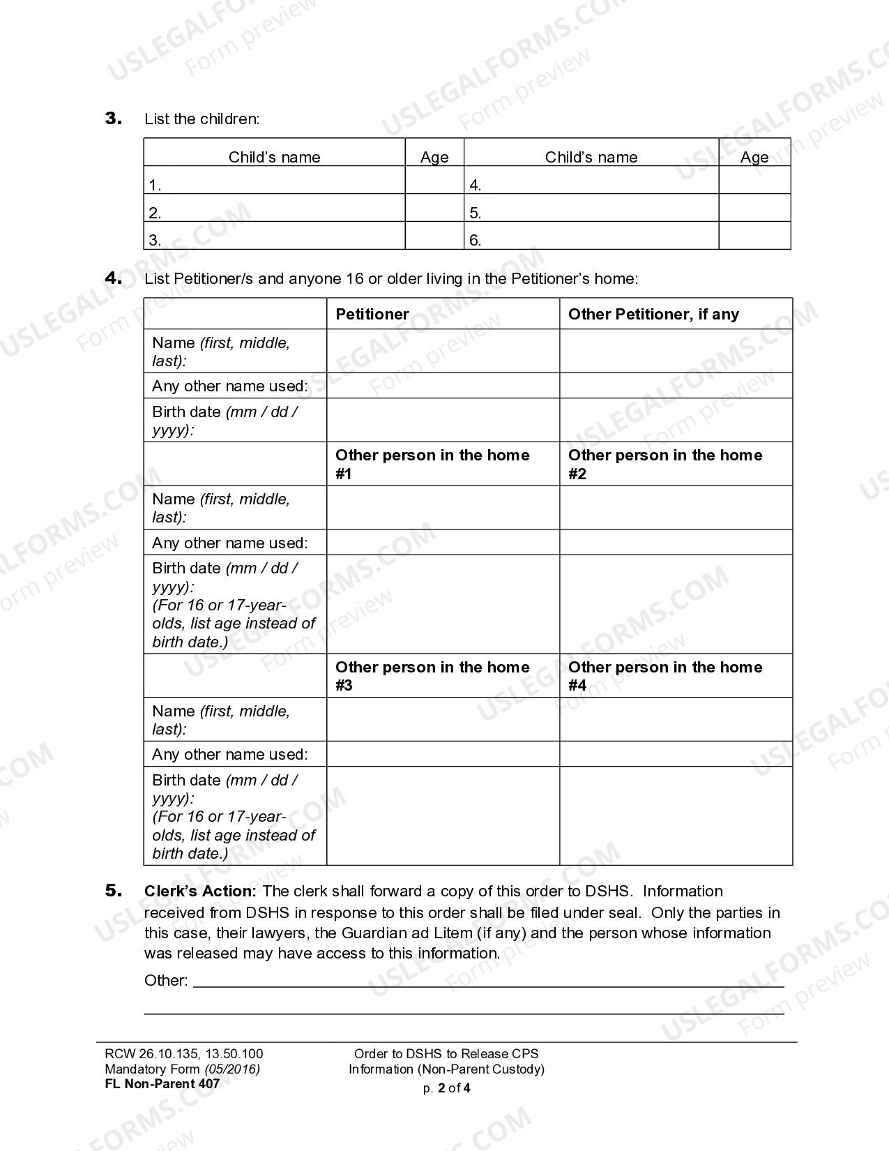 Washington WPF CU 03.0500 - Order Directing DCFS - Dcfs Usa Llc | US ...