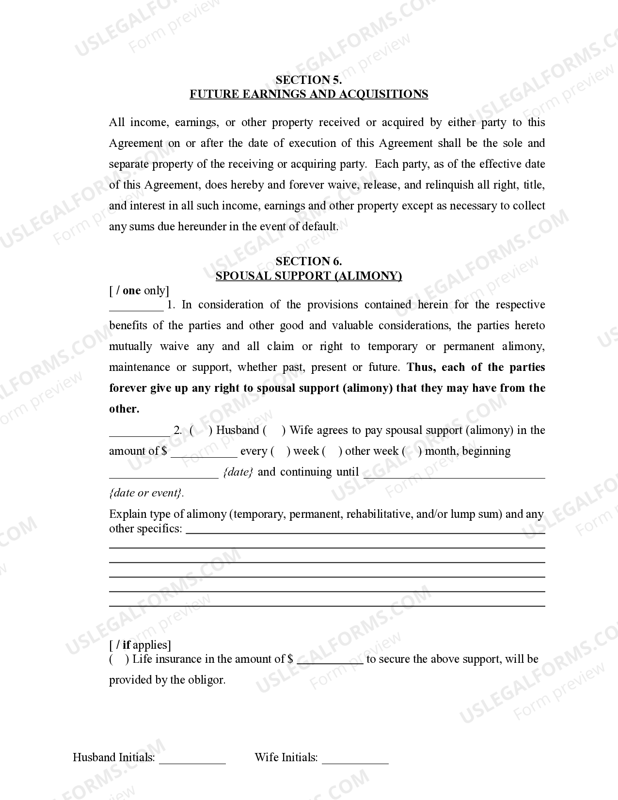 Washington Marital Domestic Separation and Property Settlement ...