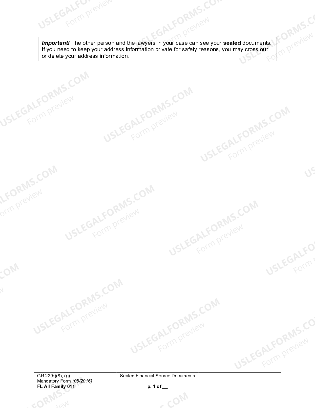 Washington Sealed Financial Source Documents Cover Sheet | US Legal Forms