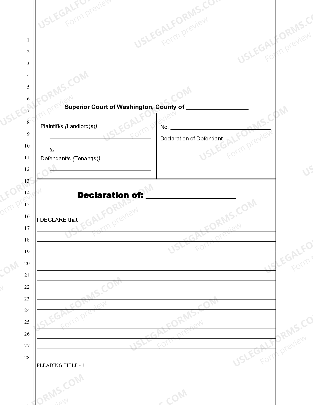 Washington Delaration under Oath | US Legal Forms