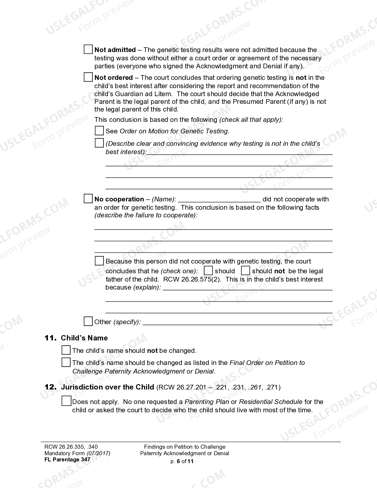 Washington WPF PS 17.0400 - Findings of Fact and Conclusions of Law on ...