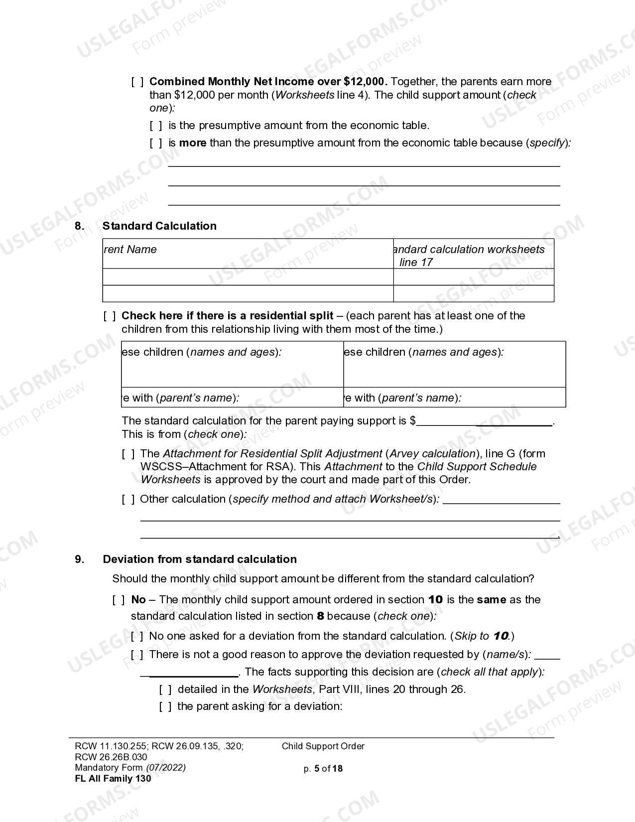 Washington Order of Child Support - Wa Child Support Forms | US Legal Forms