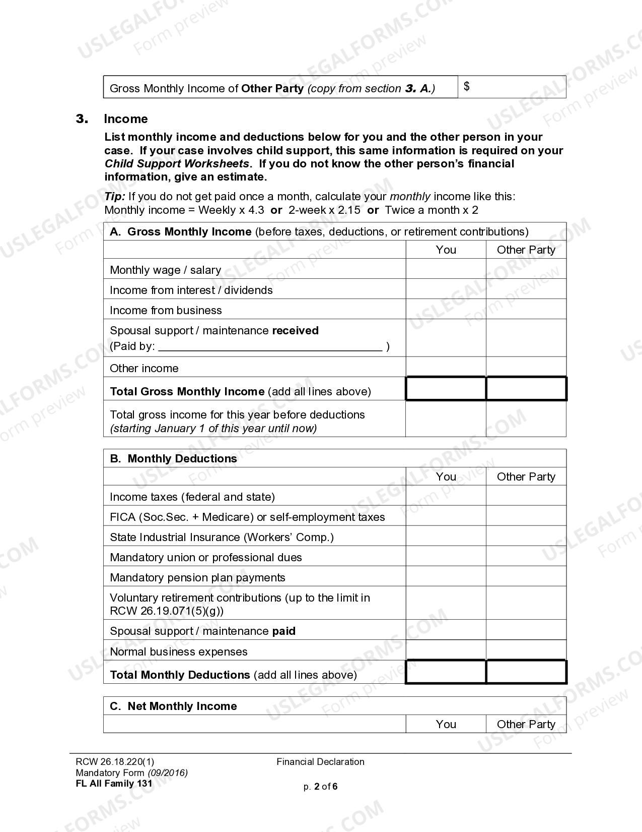 Washington Financial Declaration - Financial Declaration Form ...
