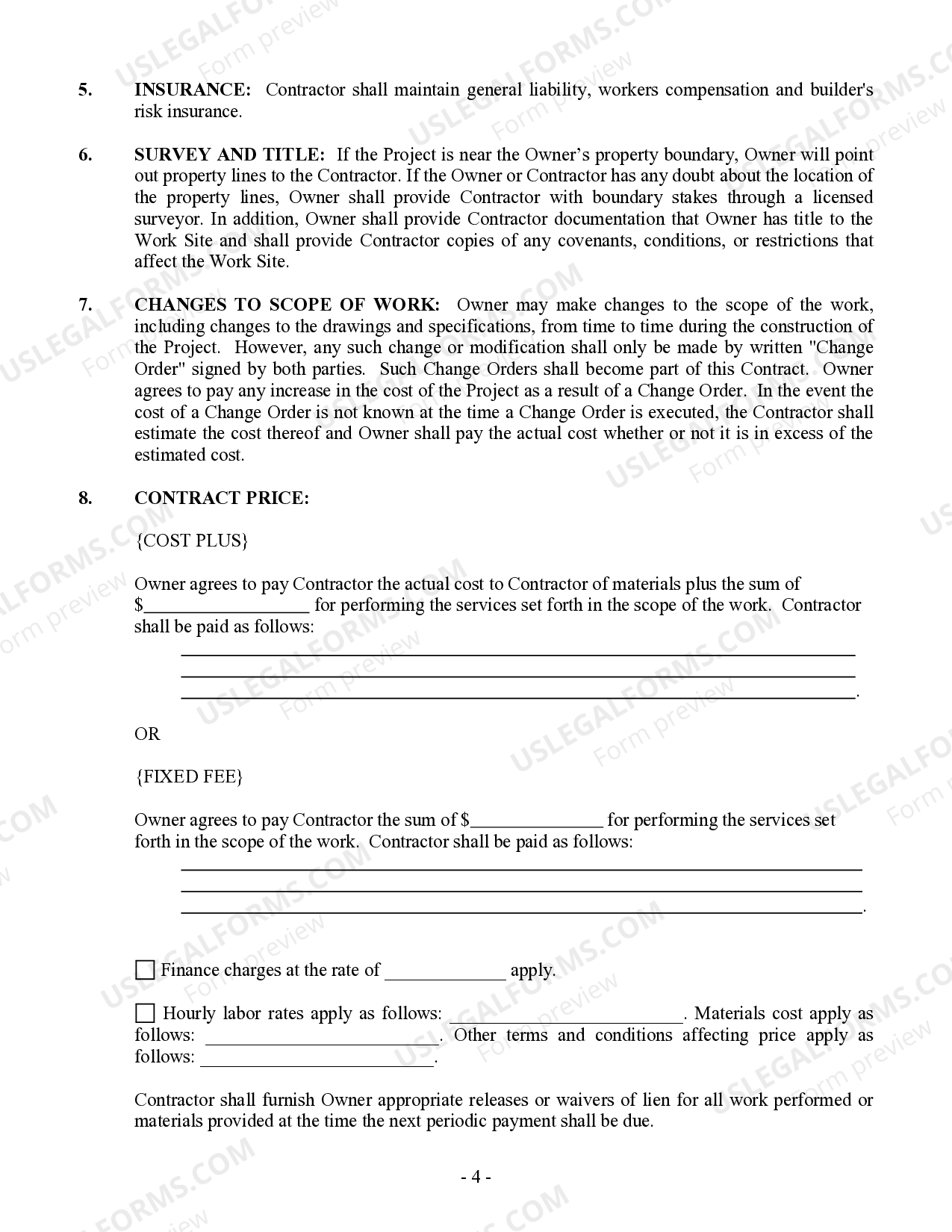 Wisconsin Sheetrock Drywall Contract for Contractor - Drywall Contract ...