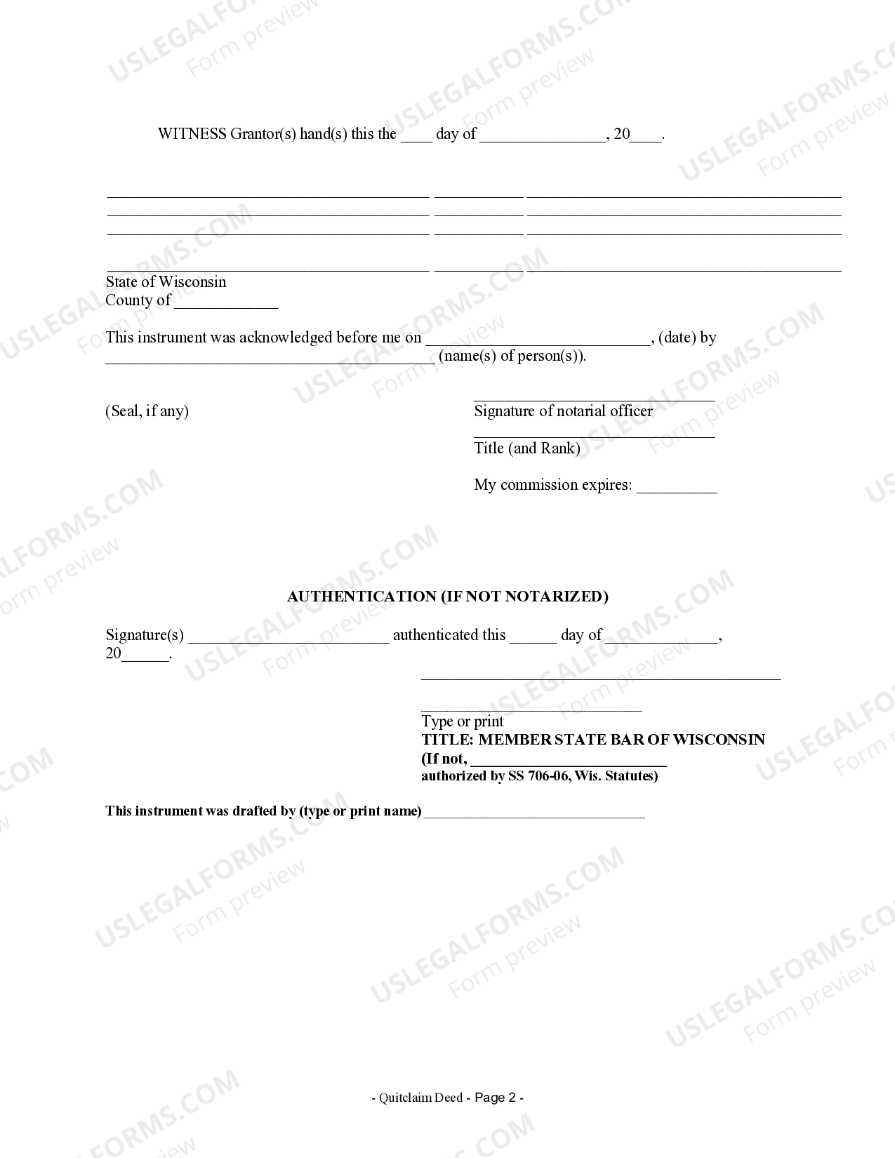 Wisconsin Quitclaim Deed from Individual to Two Individuals in Joint ...