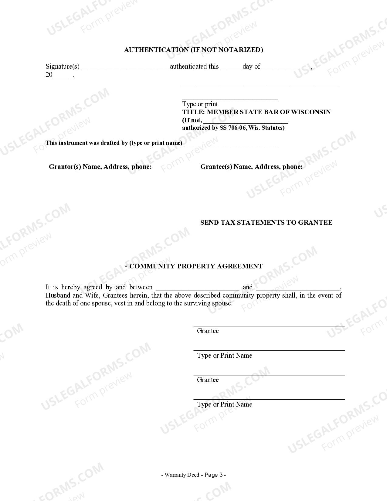 Wisconsin Warranty Deed from two Individuals to Husband and Wife ...