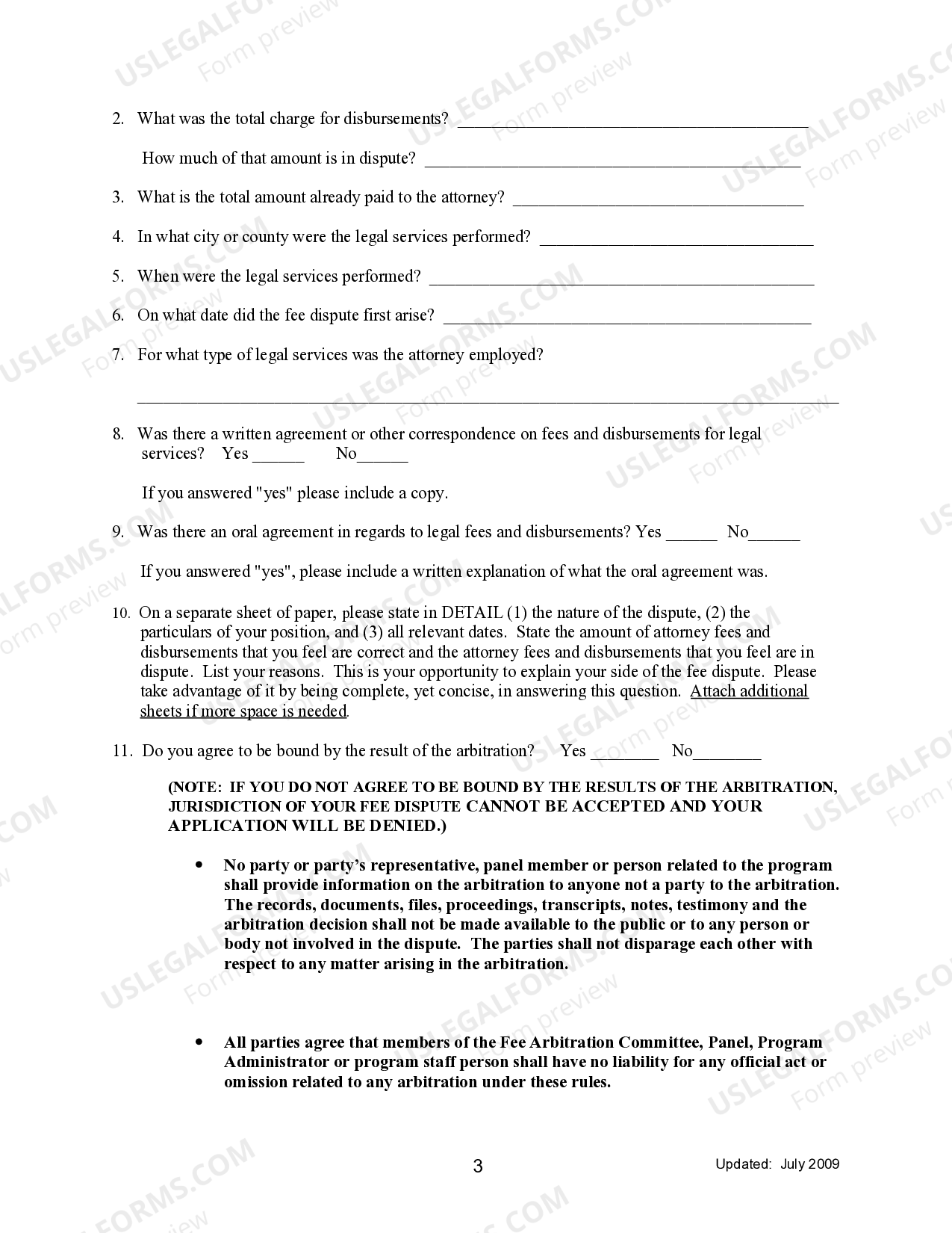 Wisconsin Request and Response Form for Arbitration of Fee Dispute | US ...