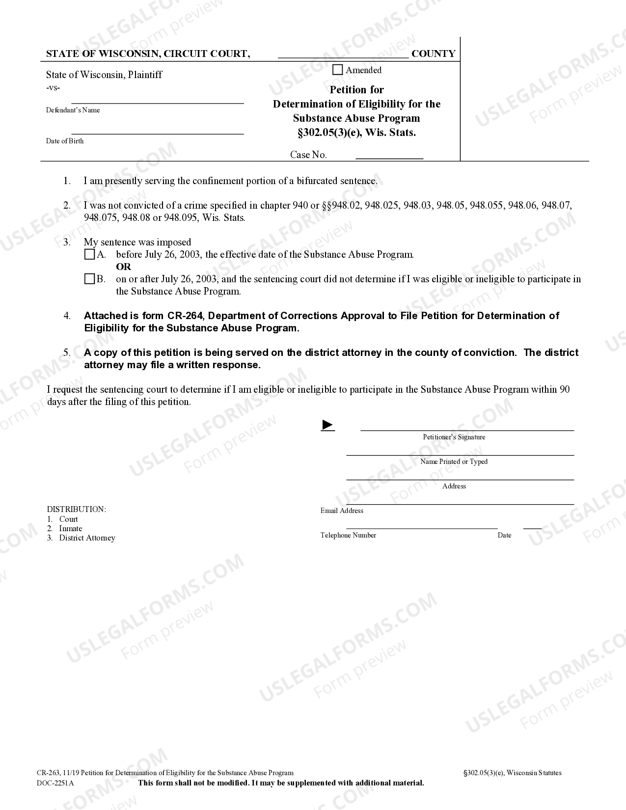 Wisconsin Petition For Determination Of Eligibility For The Earned ...