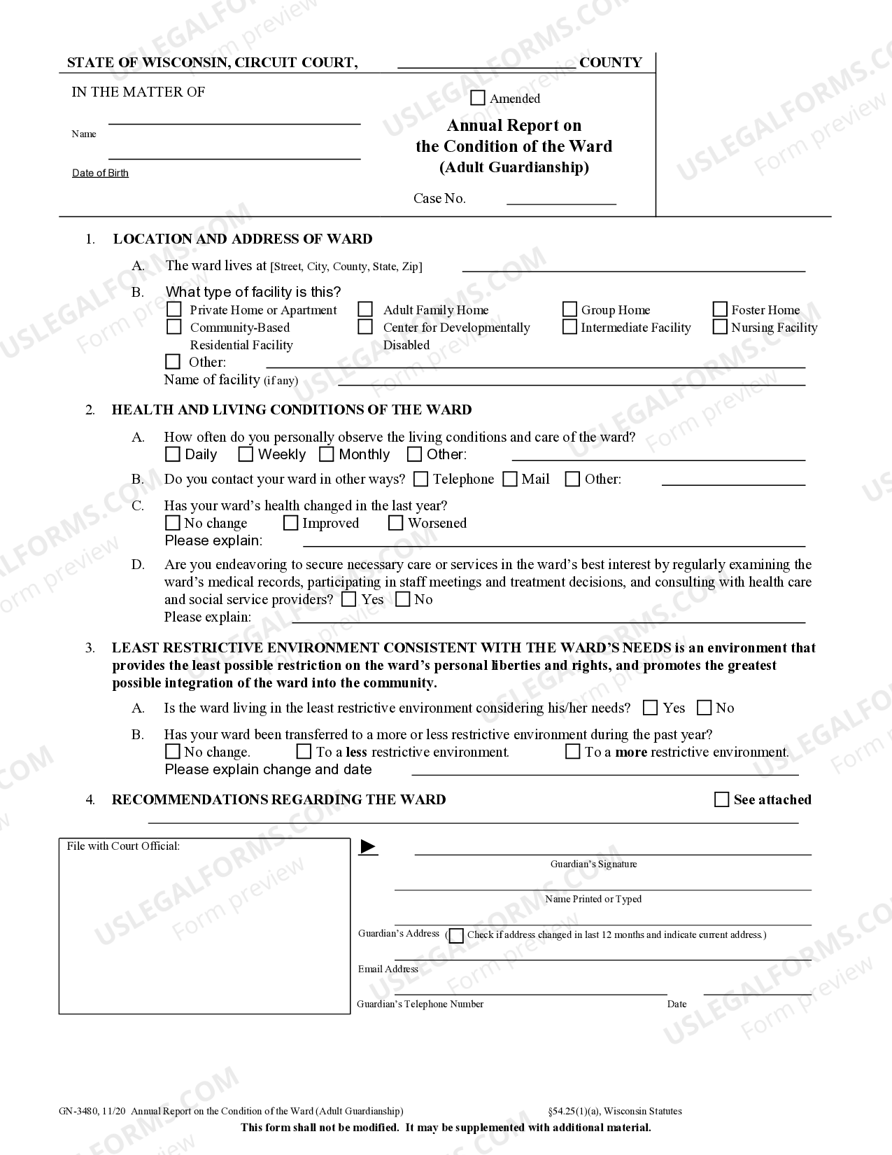 Wisconsin Annual Report On The Condition Of The Ward - Gn 3480 | US ...
