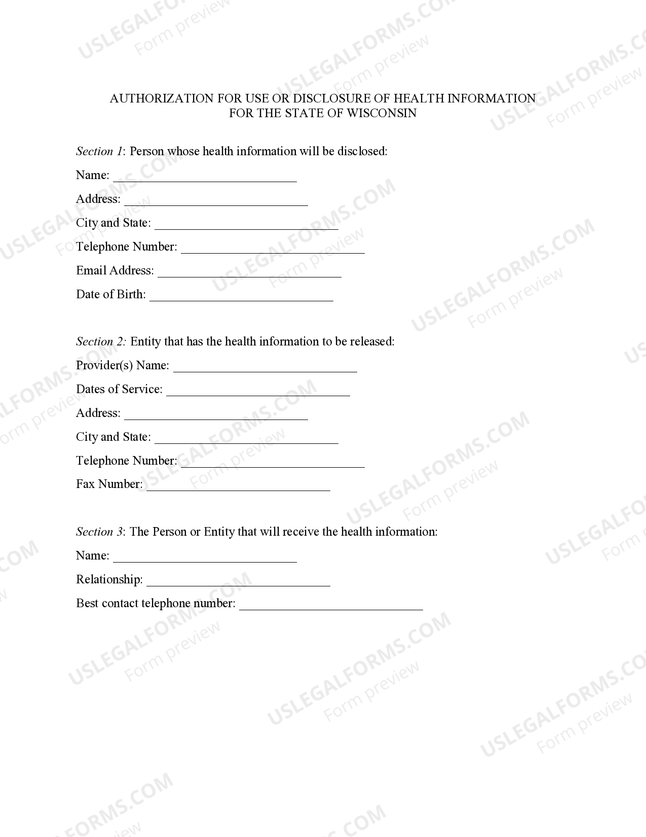 Wisconsin Release and Authorization | US Legal Forms