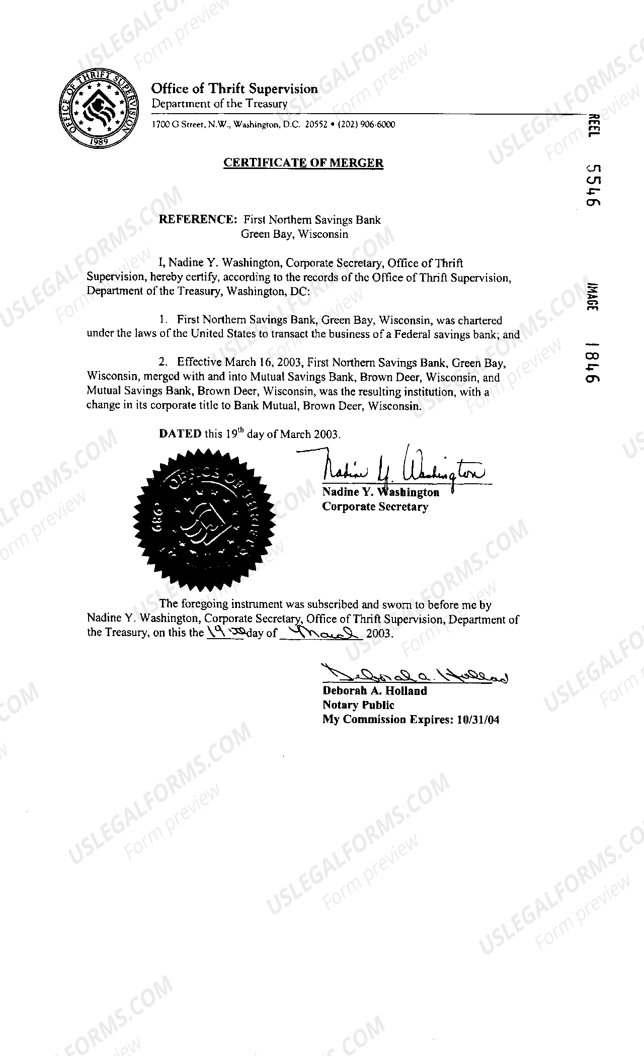 Wisconsin Certificate Of Merger | US Legal Forms
