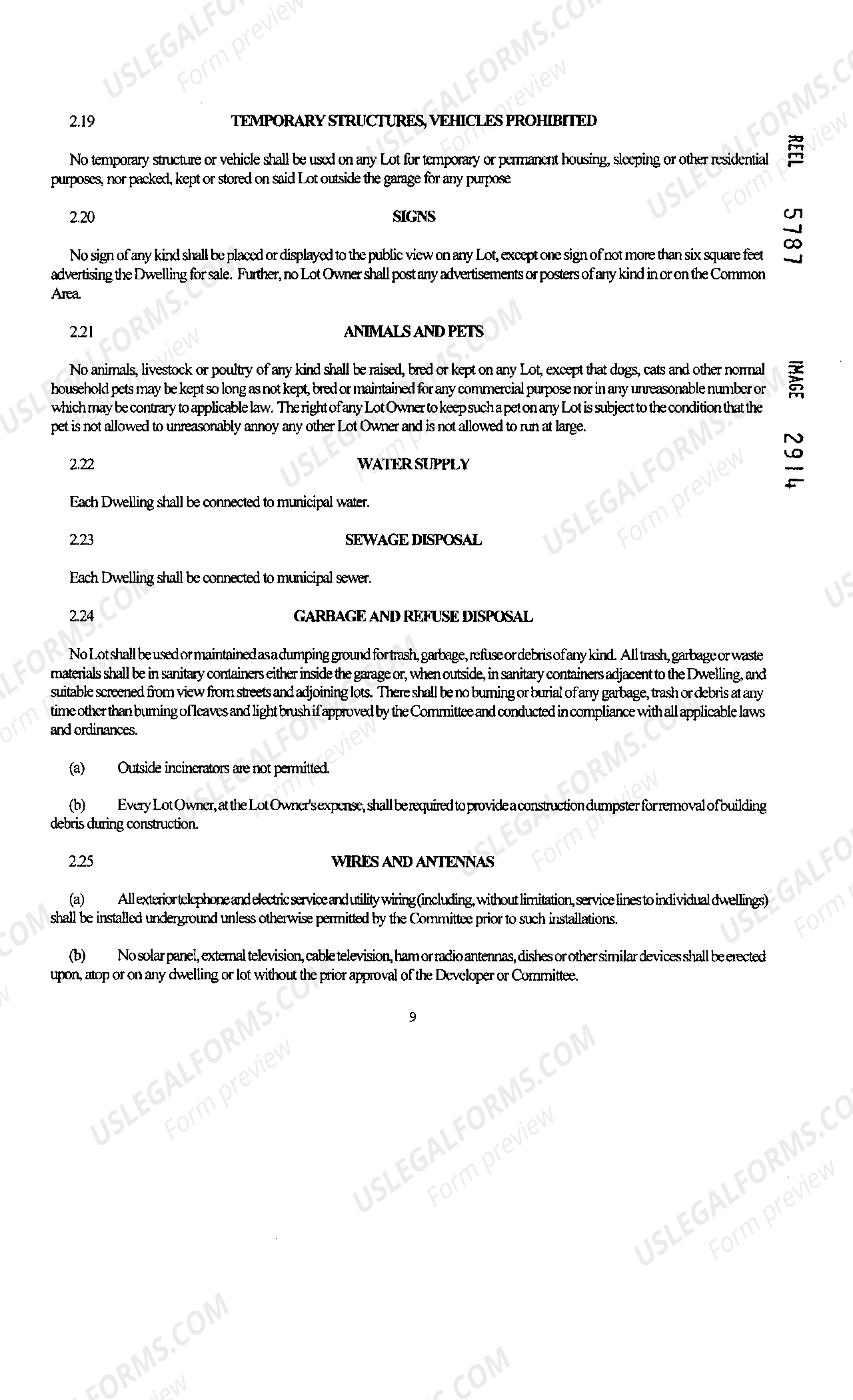 Wisconsin Declaration Of Restrictions And Covenants For Subdivision ...