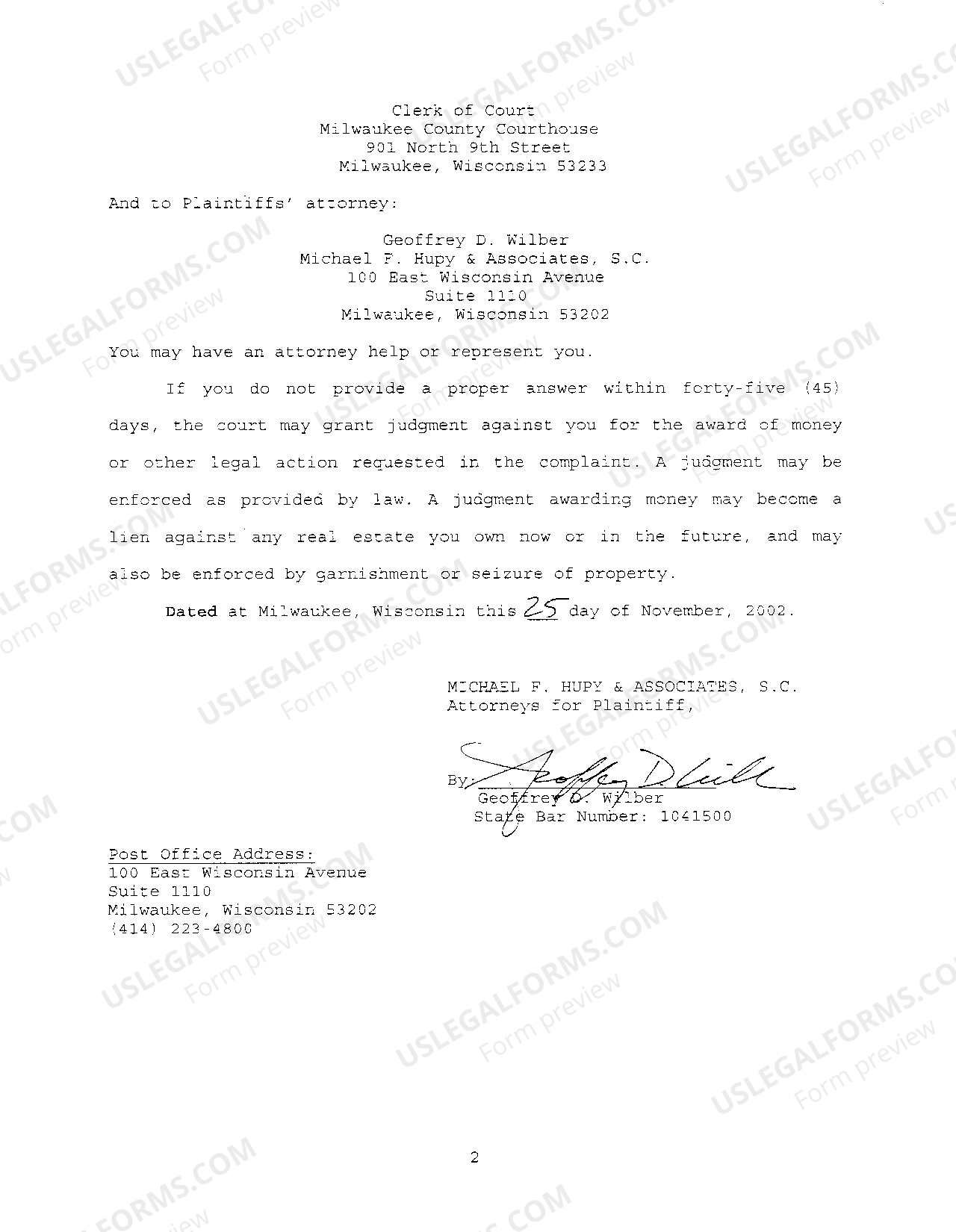 Wisconsin Civil Summons | US Legal Forms