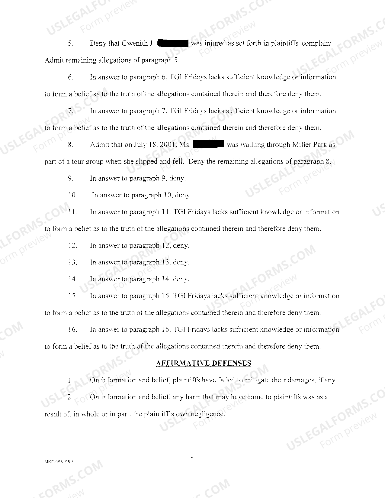 Wisconsin Answer To Complaint - Criminal Complaint Example | US Legal Forms