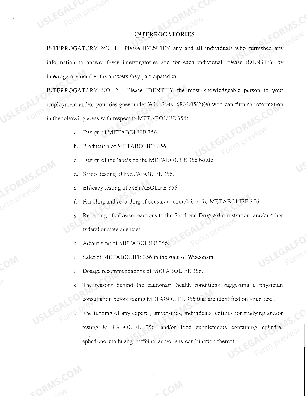 Wisconsin Plaintiff's First Set Of Interrogatories And Request For ...