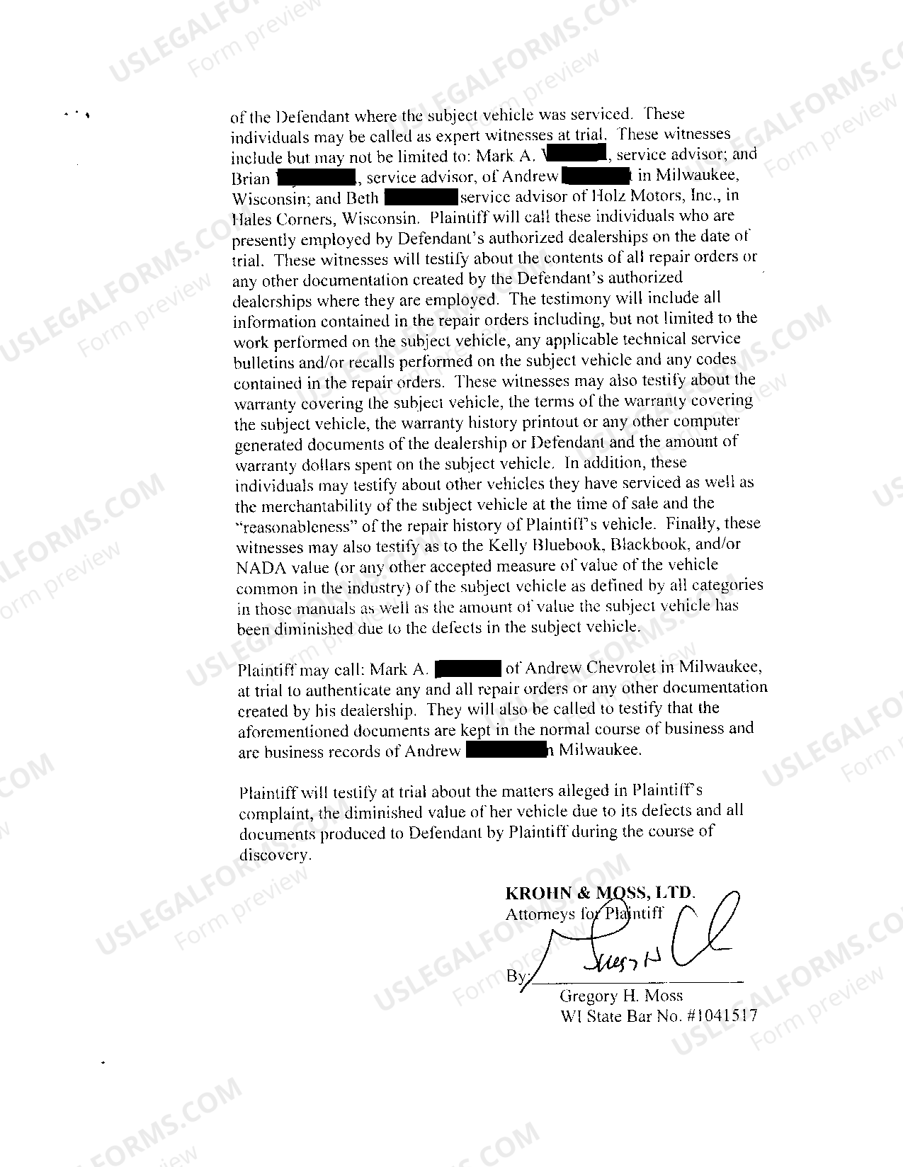 Wisconsin Plaintiff's Designation Of Expert Witness | US Legal Forms