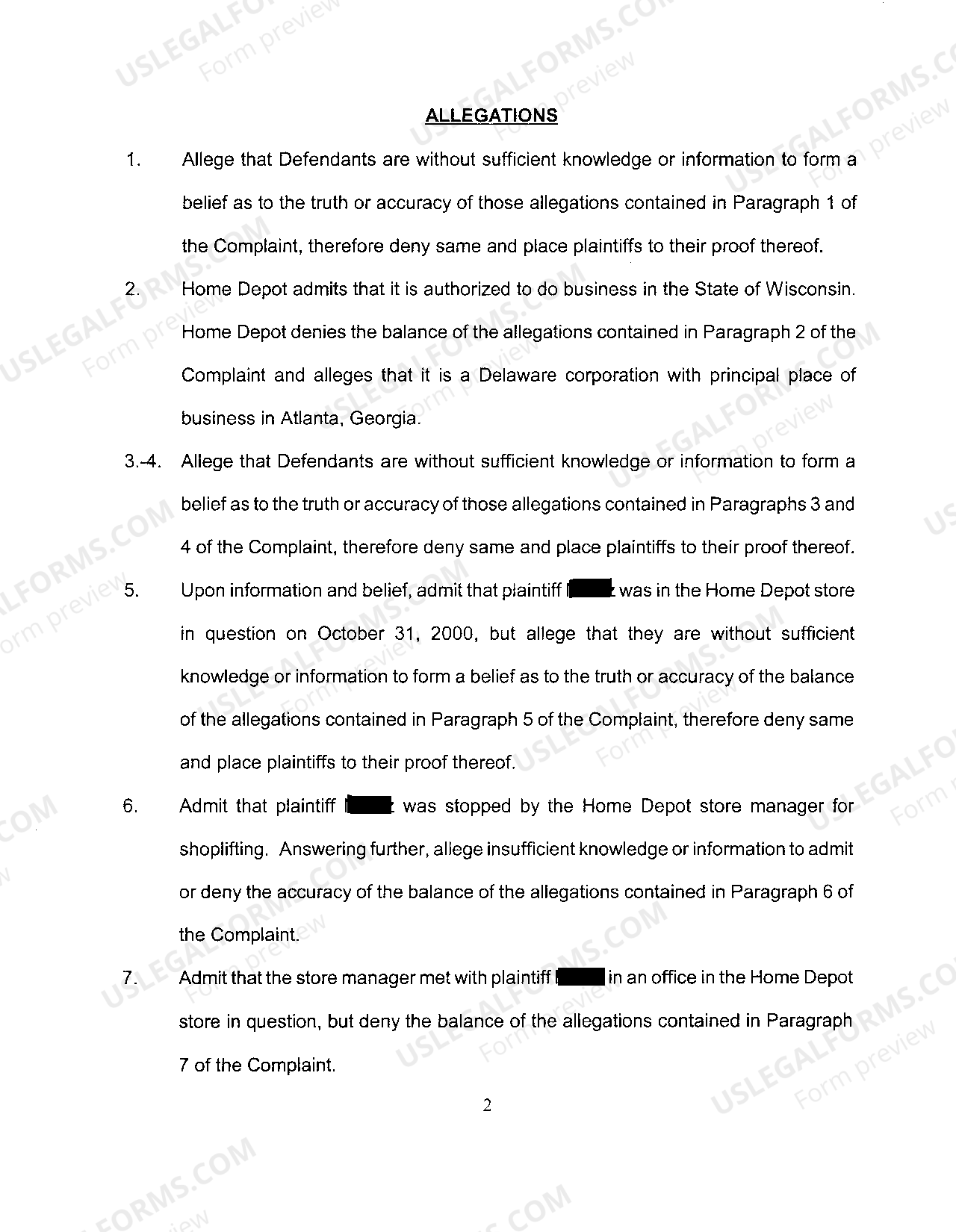 Wisconsin Answer | US Legal Forms
