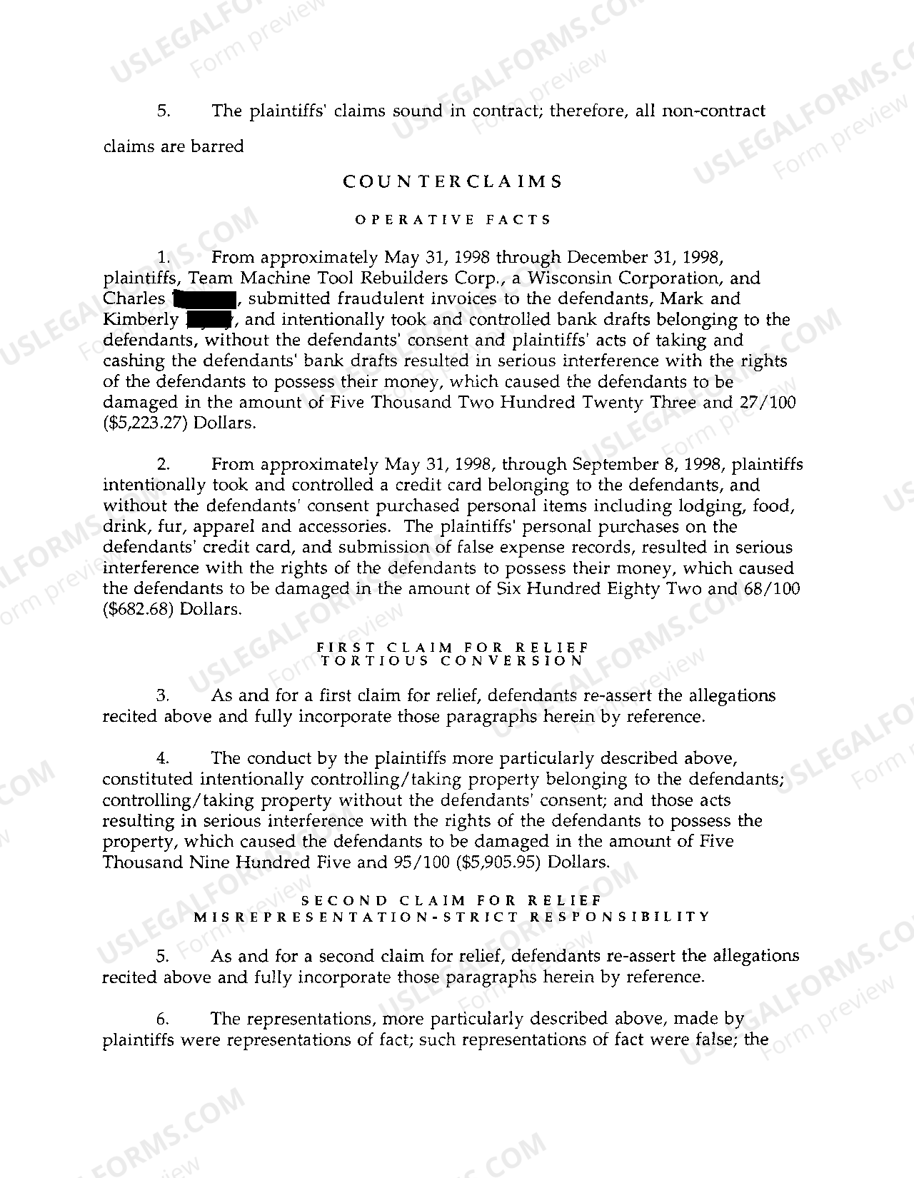 Wisconsin Answer And Counterclaims | US Legal Forms