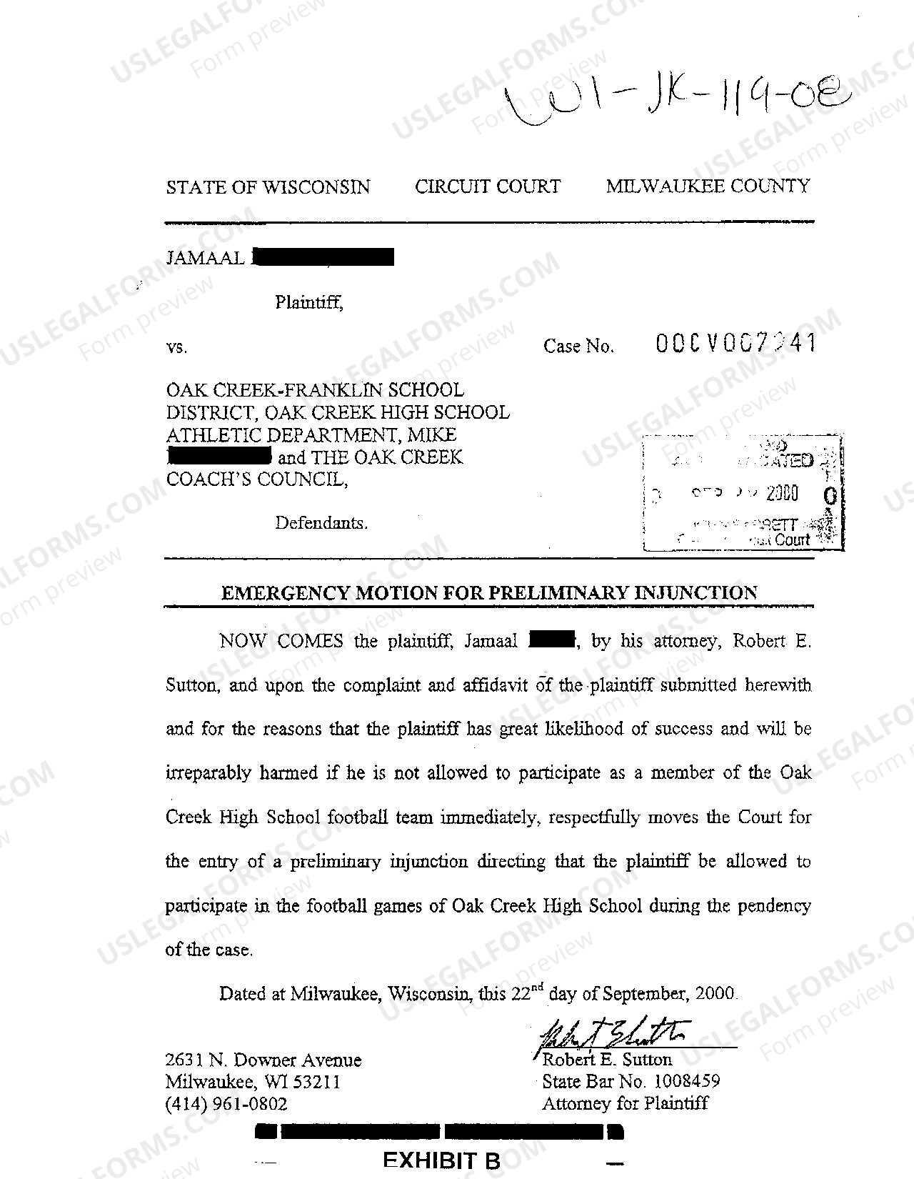 Wisconsin Emergency Motion For Preliminary Injunction | US Legal Forms