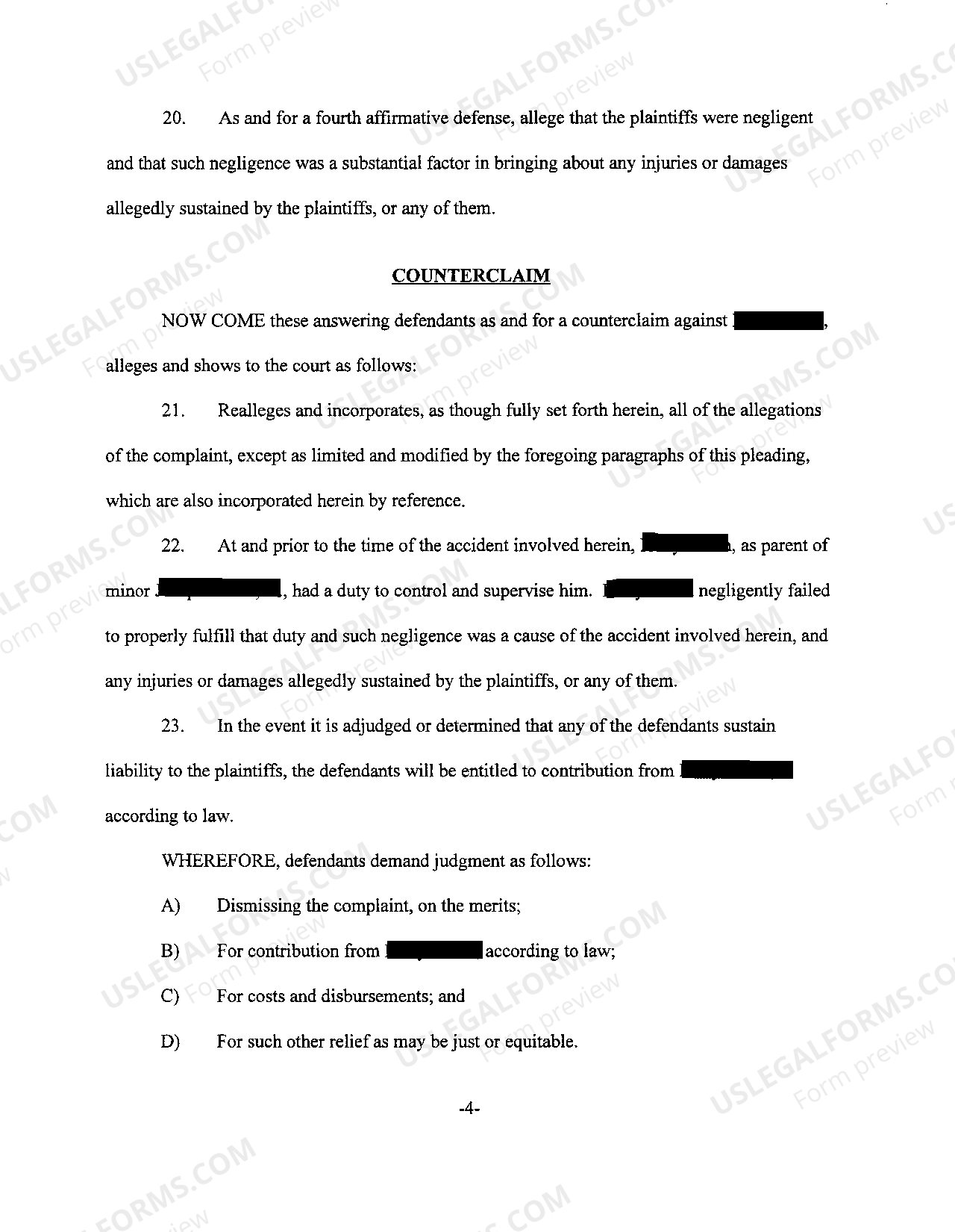 Wisconsin Answer And Counterclaim | US Legal Forms