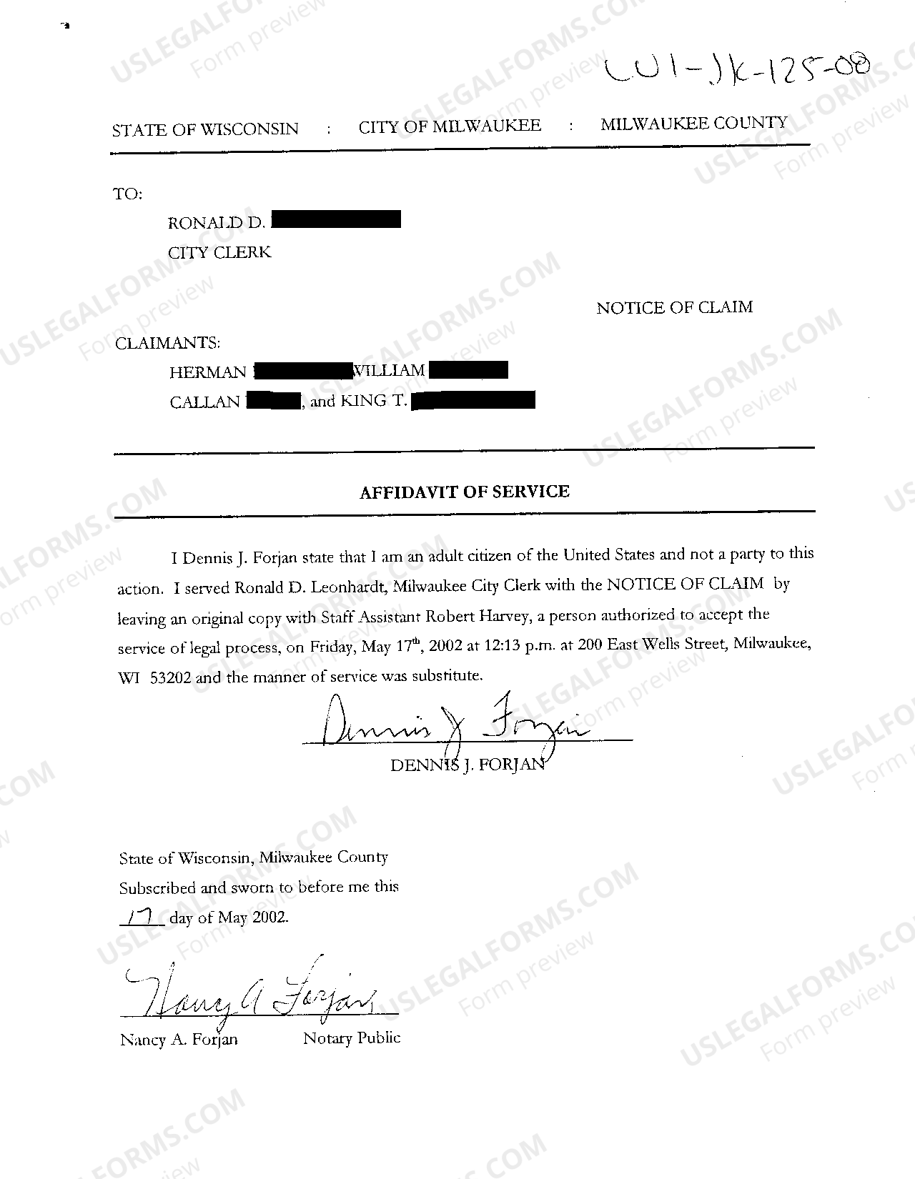 Wisconsin Affidavit OF Service | US Legal Forms