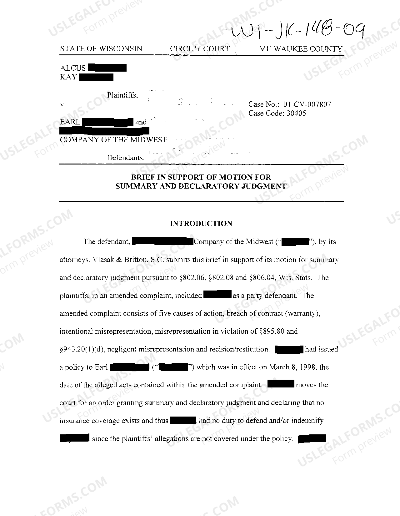 Wisconsin Brief In Support Of Motion For Summary And Declaratory ...