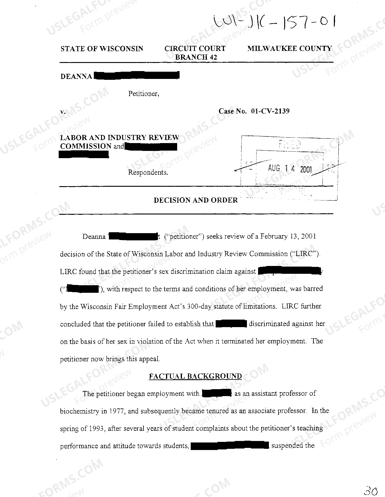 Wisconsin Decision And Order Affirming Administrative Decision | US ...