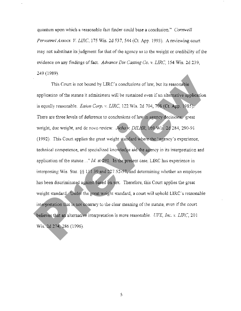 Wisconsin Decision And Order Affirming Administrative Decision Us