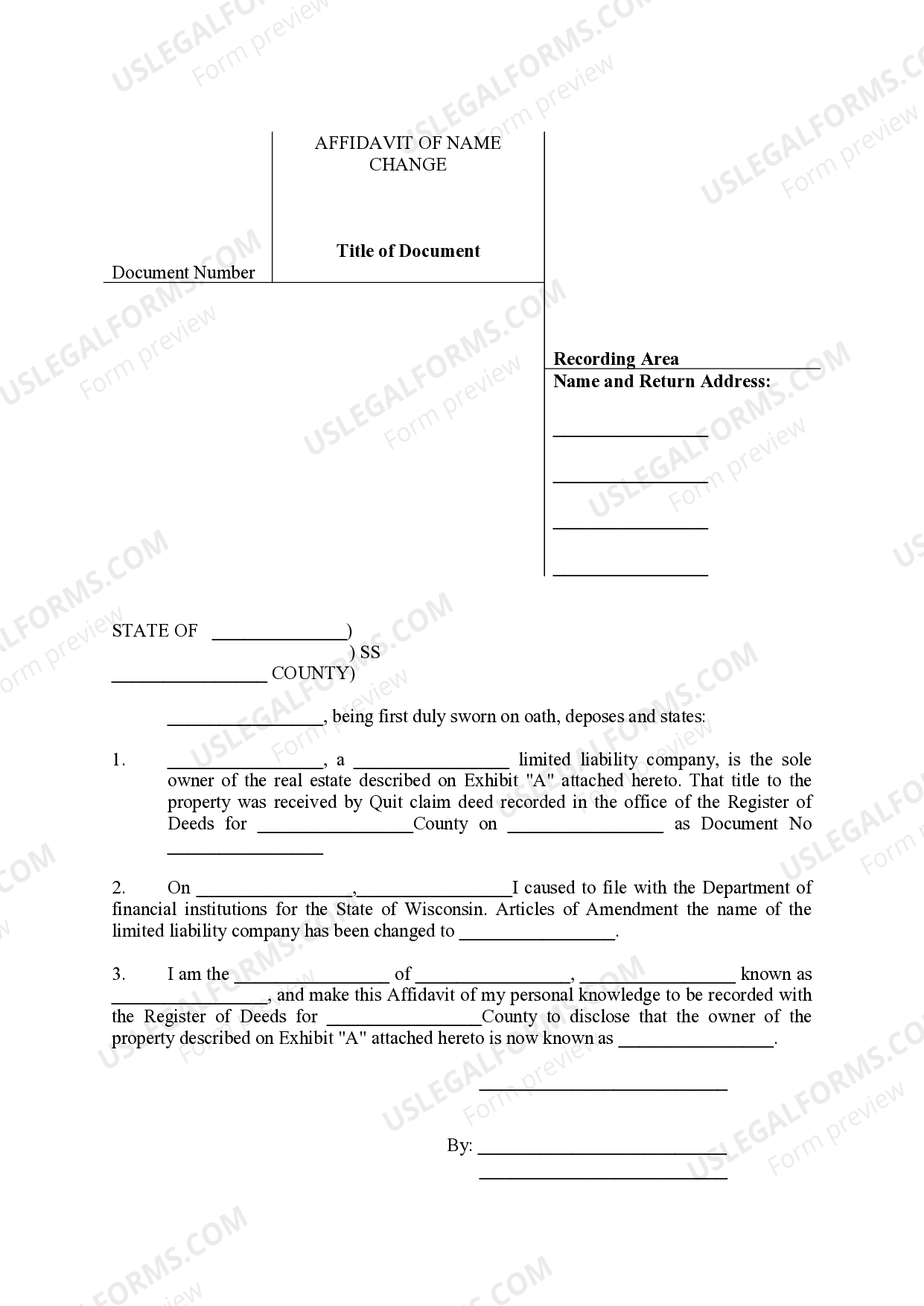 Wisconsin Affidavit of Name Change - Wisconsin Name Change | US Legal Forms