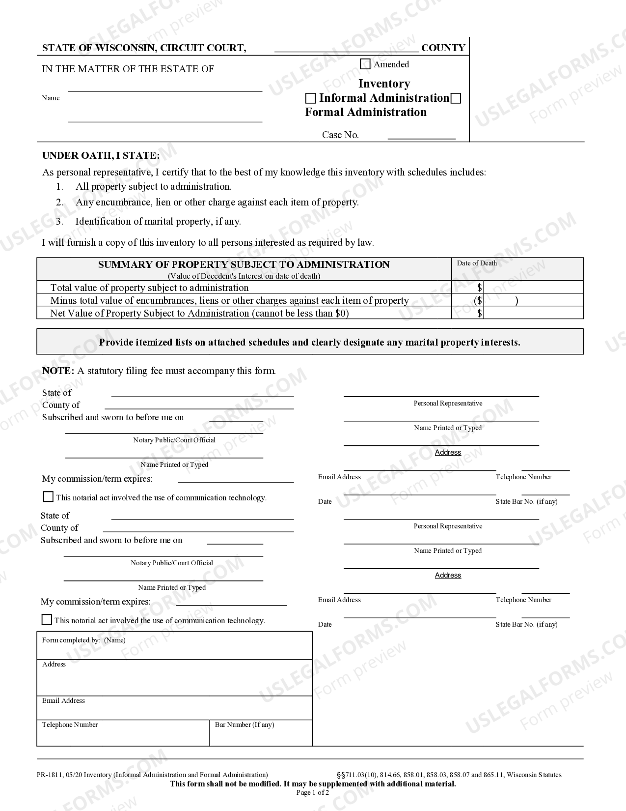 Wisconsin Inventory | US Legal Forms