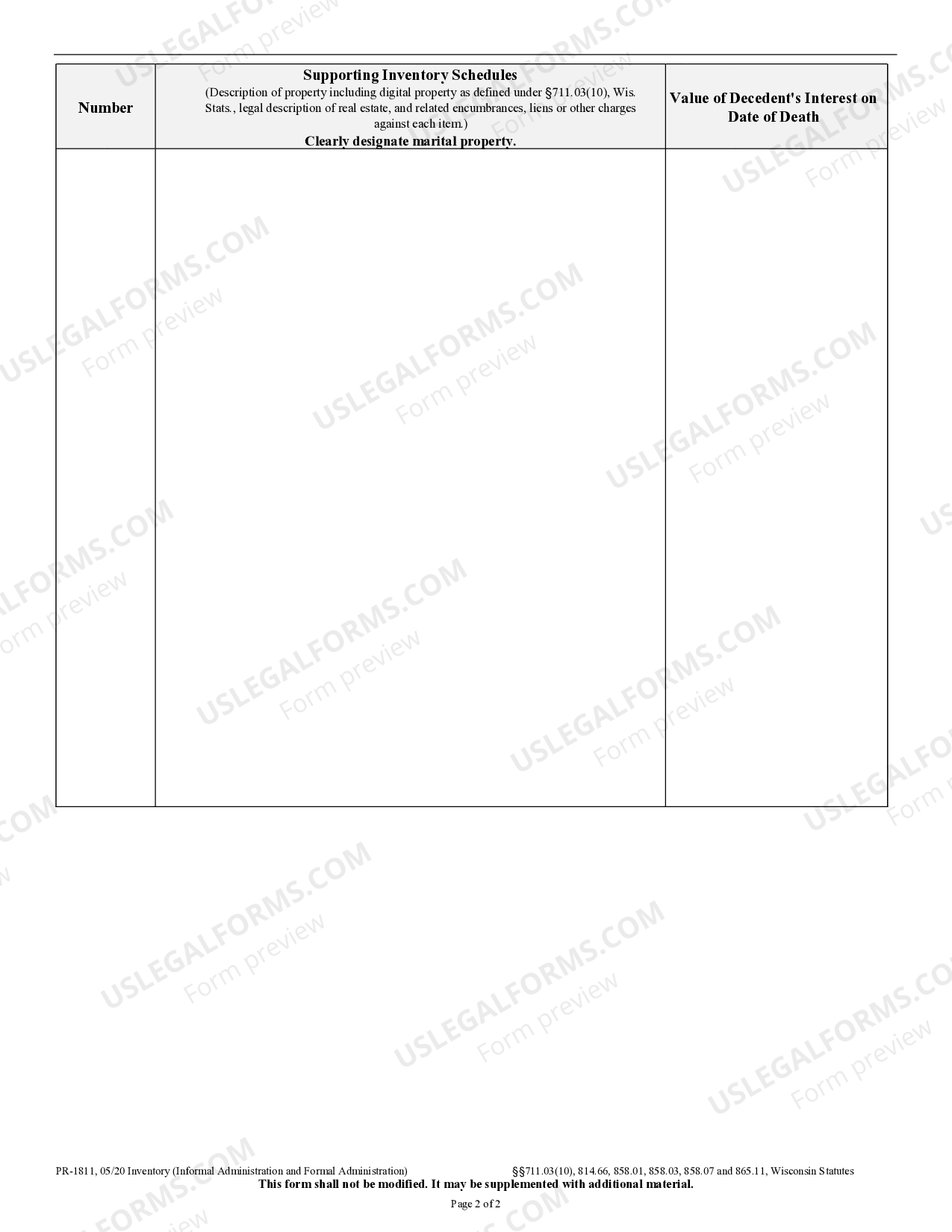 Wisconsin Inventory | US Legal Forms